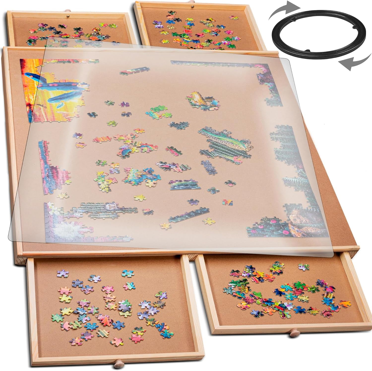 Puzzle Locker 1000 Piece Puzzle Board with Drawers and Cover - Puzzle ...