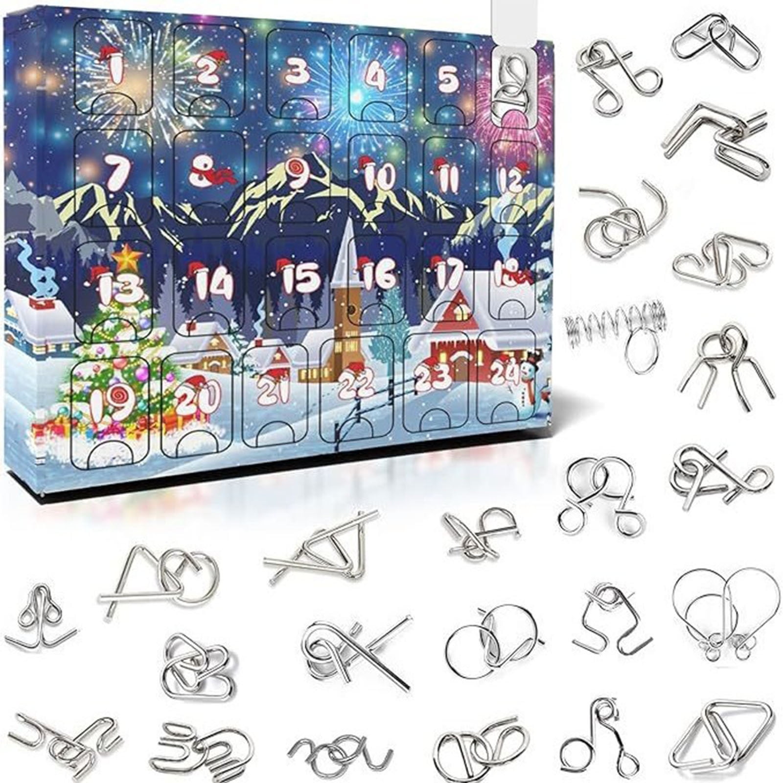 Puzzle Luban Lock Nine Chain 24 Gifts Christmas Box Hand Tear Down ...