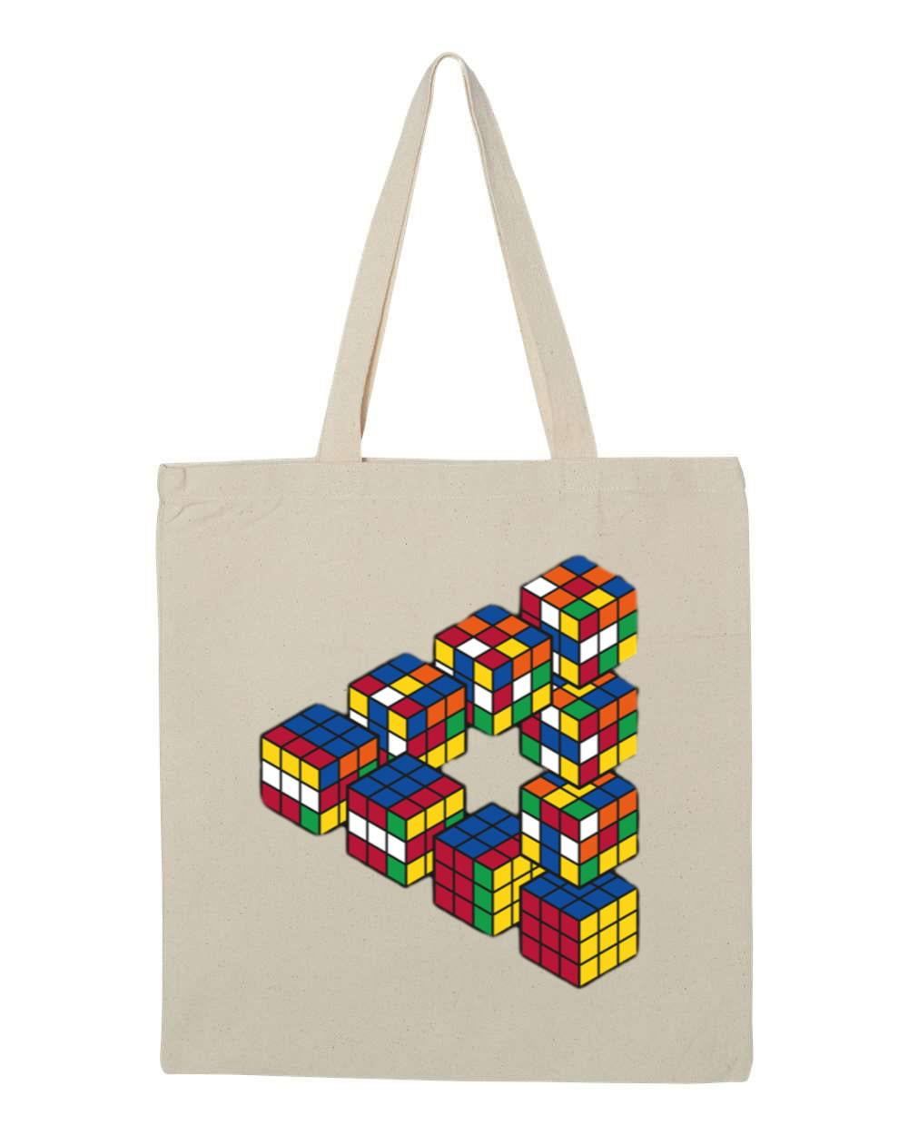 Puzzle Mind Tote Bag with Rubik’s Penrose Optical Illusion Twist ...
