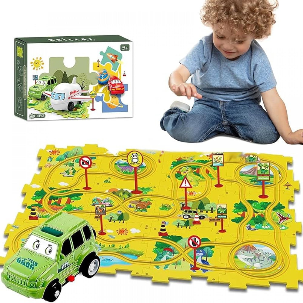 Puzzle Racer Kids Car Track Set,4 Theme Jigsaw Puzzle Racer Car Track ...