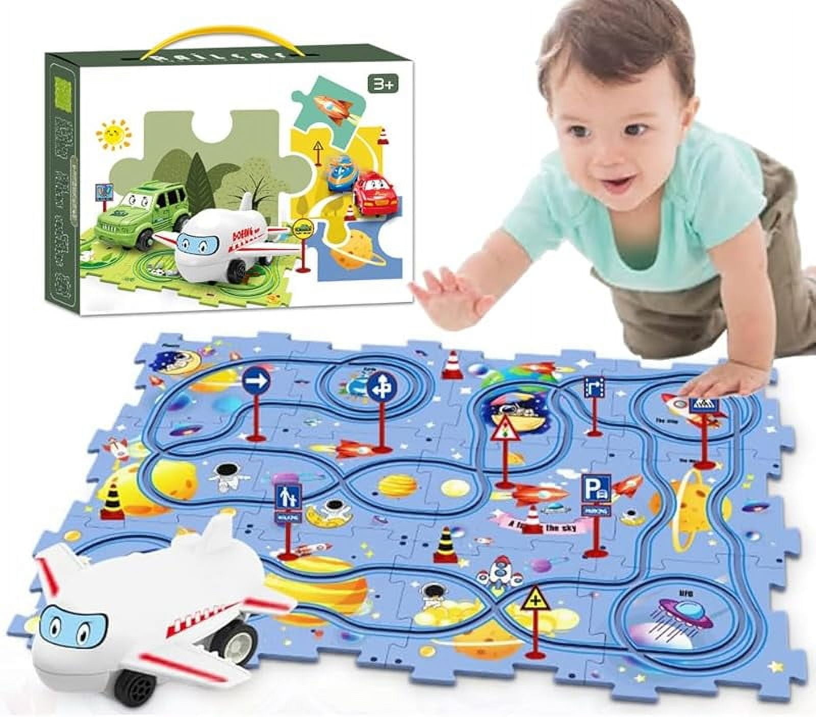 Puzzle Racer Kids Car Track Set, Children's Educational Puzzle Track ...