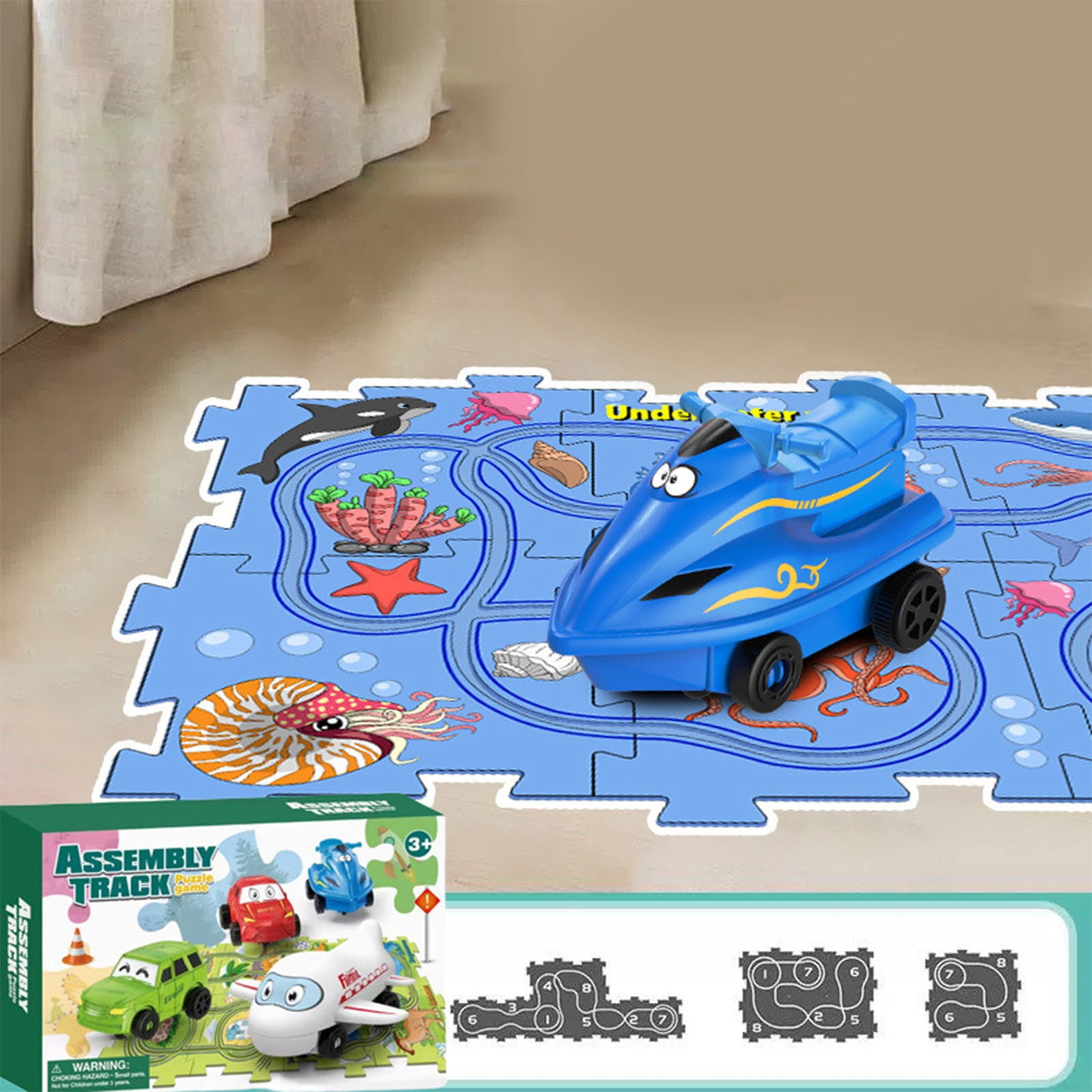 Puzzle Racer Kids Car Track Set, Race Tracks for Kids Ages 3-10 ...