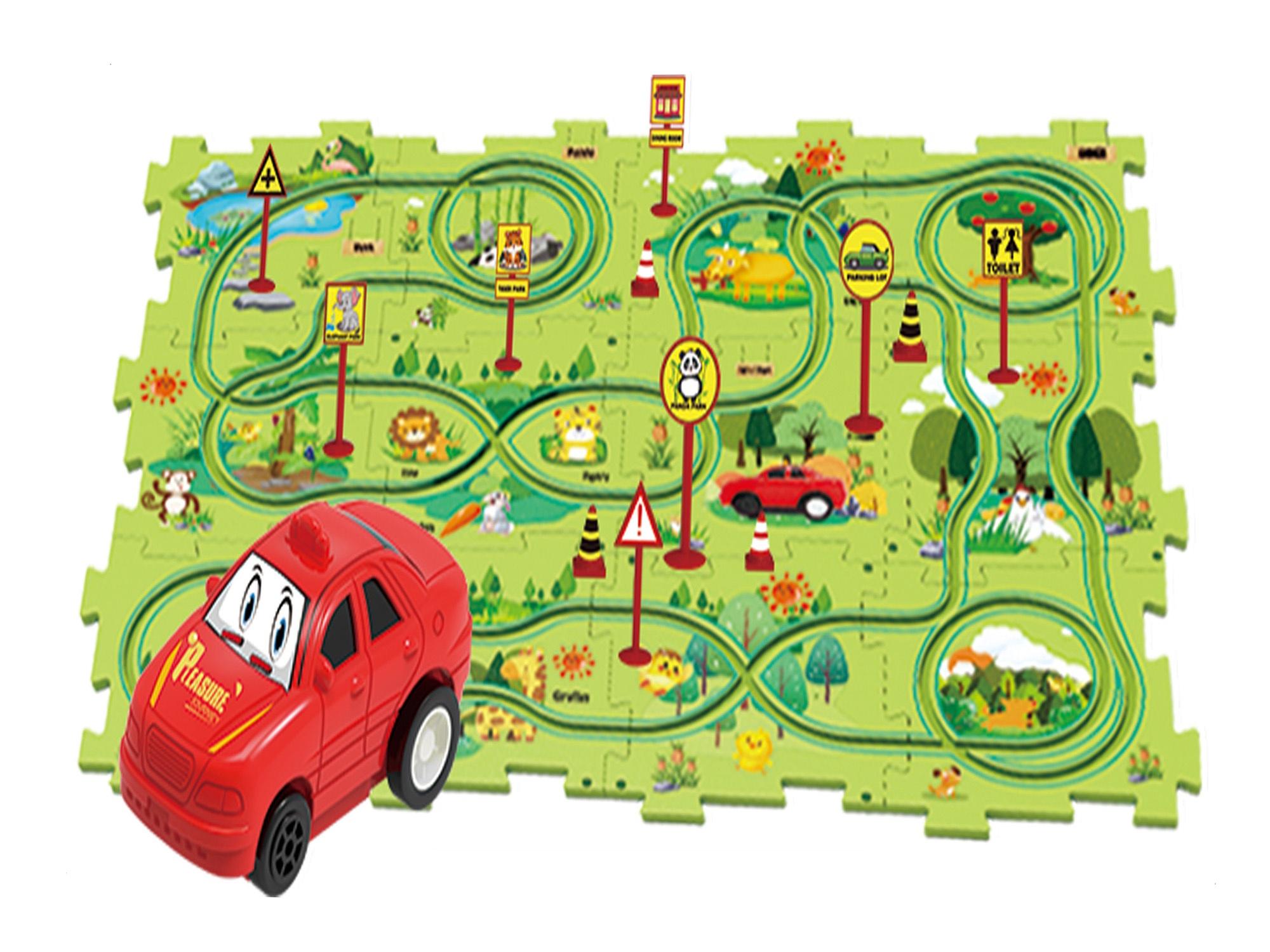 Puzzle Racer Kids Car Track Set Rail Car Building Toy DIY Educational ...