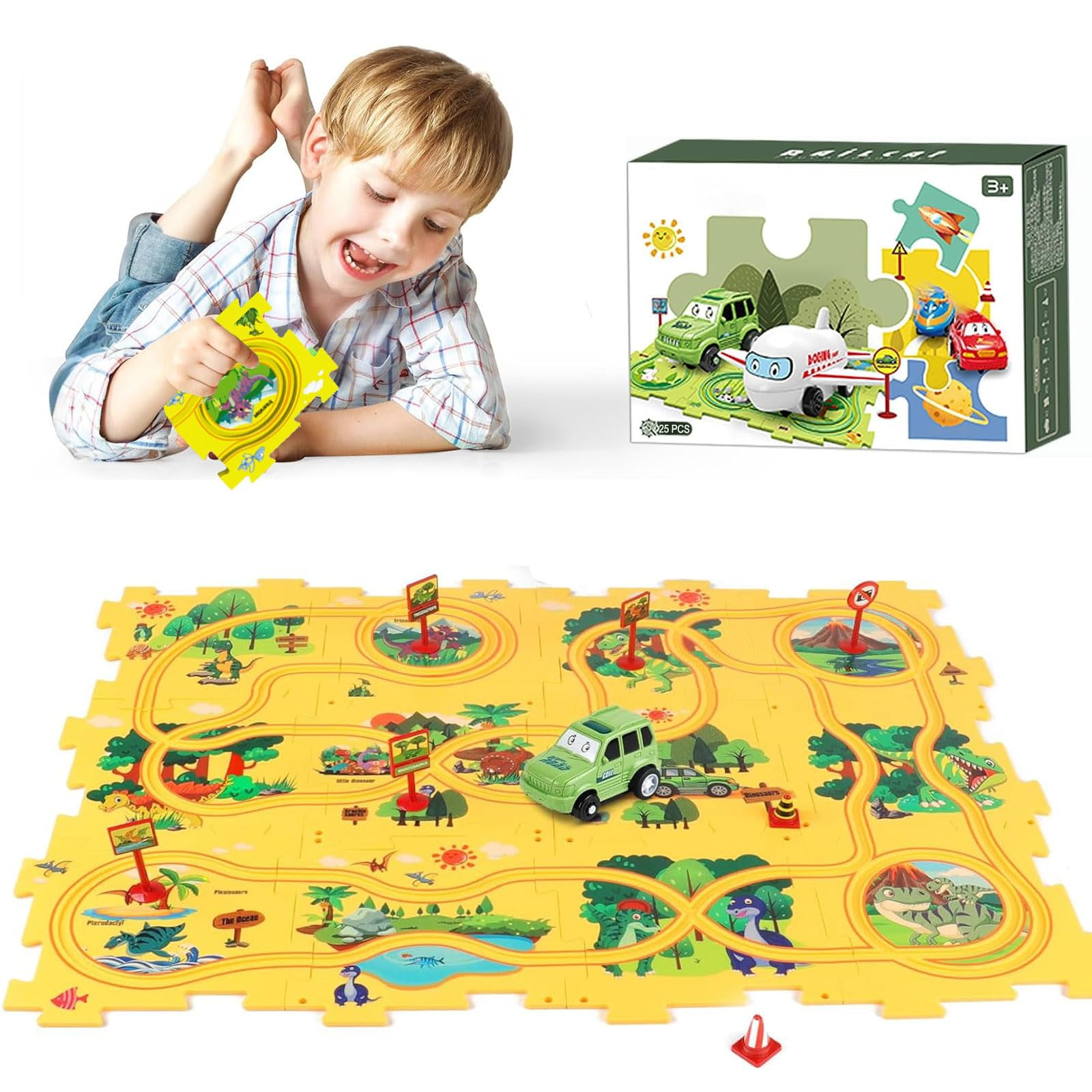 Puzzle Racer Kids Car YPF5 Track Set, Puzzle Car Track Play Set, Rail ...