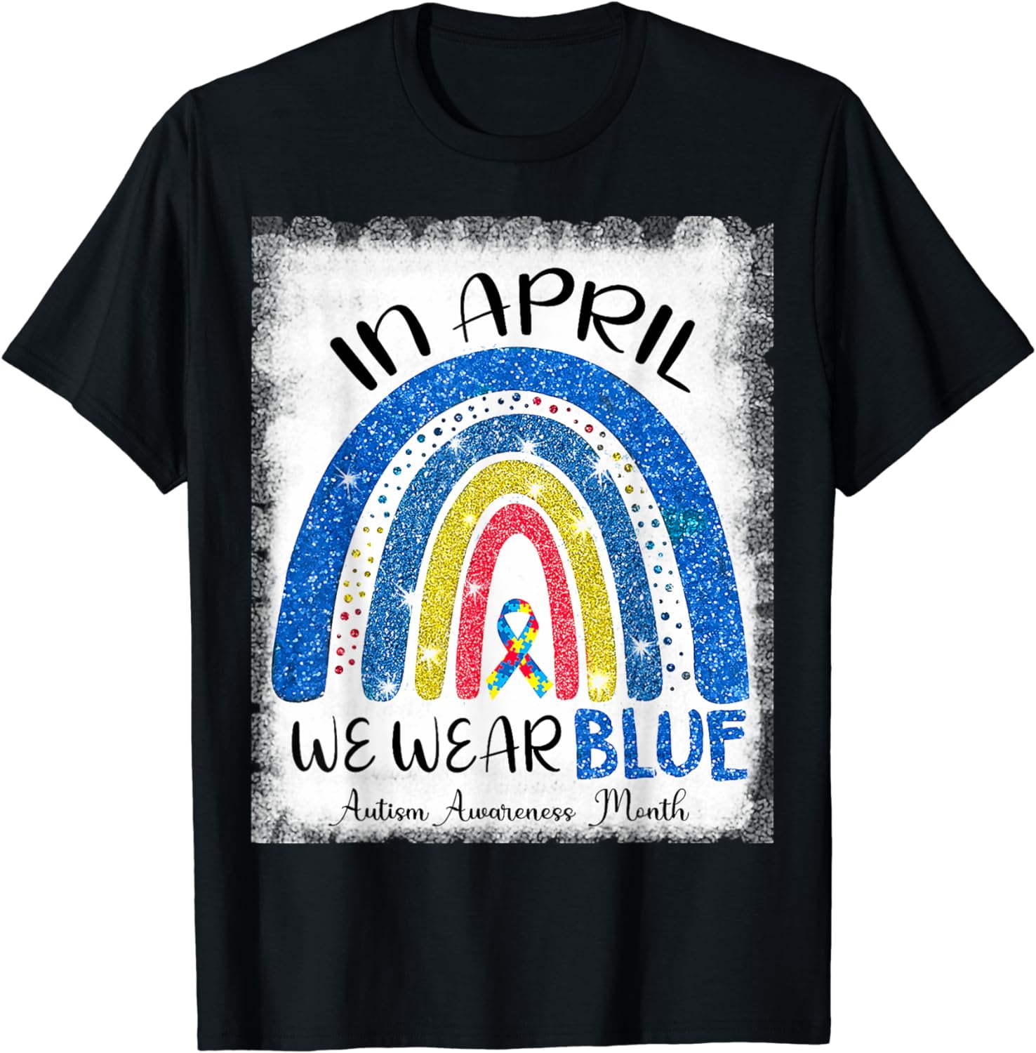 Puzzle Rainbow In April We Wear Blue Autism Awareness Month T-Shirt ...