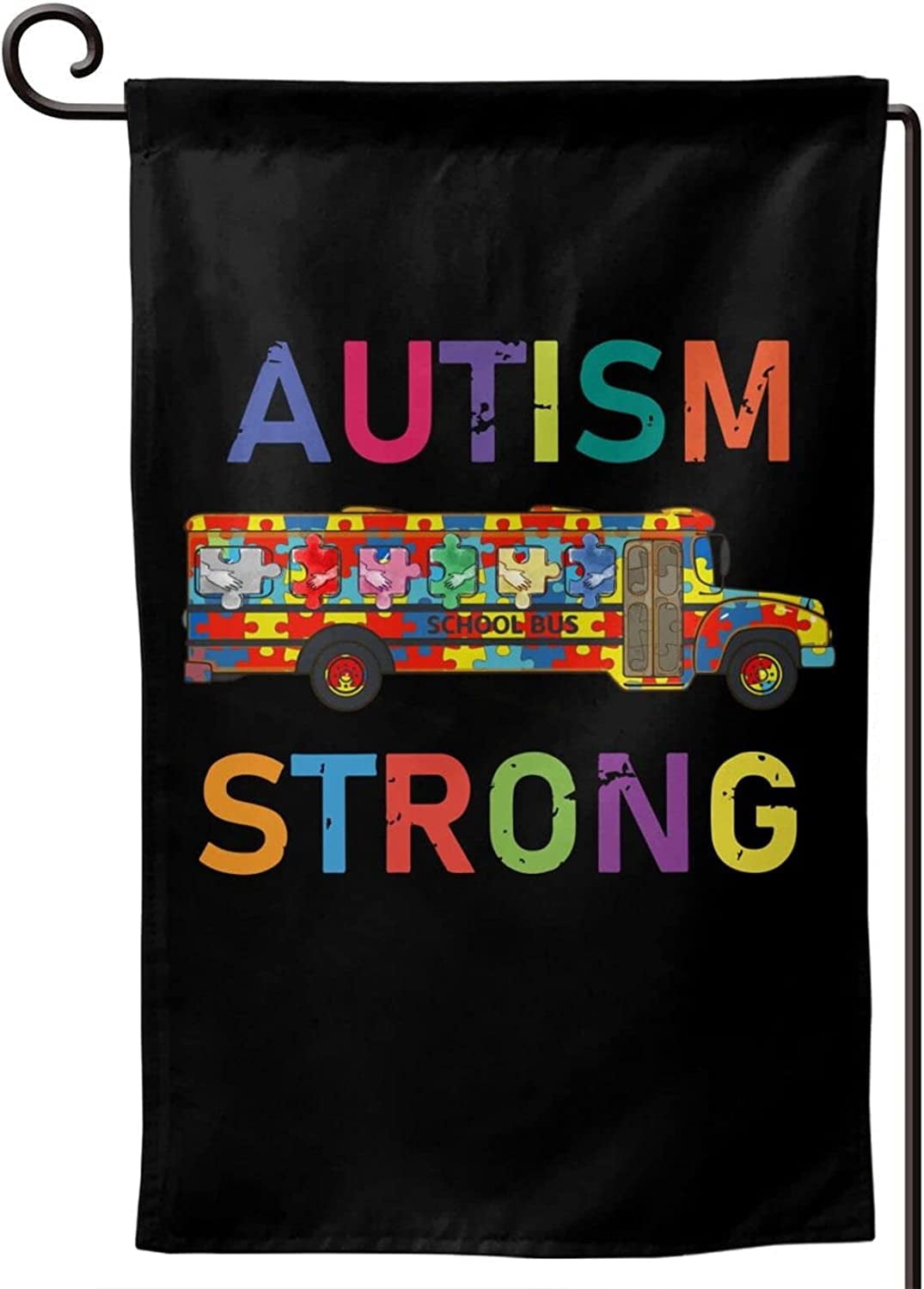 Puzzle School Bus Autism Flag Autism Awareness Flag 12x18 Inch Banner ...