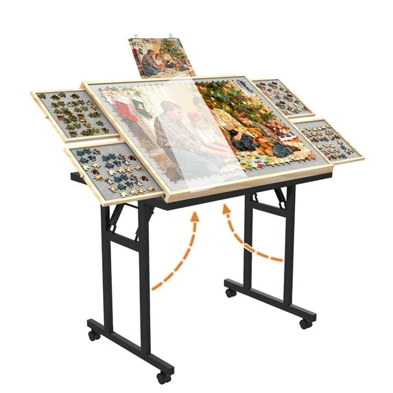 Jigsaw Puzzle Table for Adults with Drawers, Wooden Puzzle Board with ...