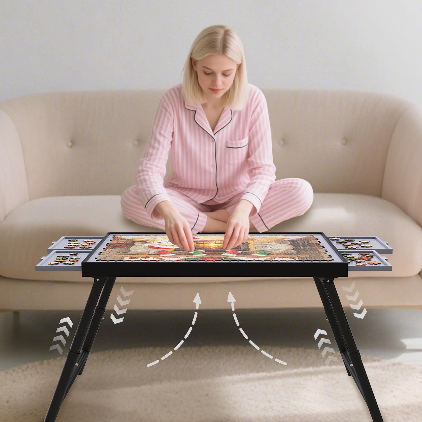 Jigsaw Puzzle Board 1500 Piece, Foldable Puzzle Tables for Adults with ...