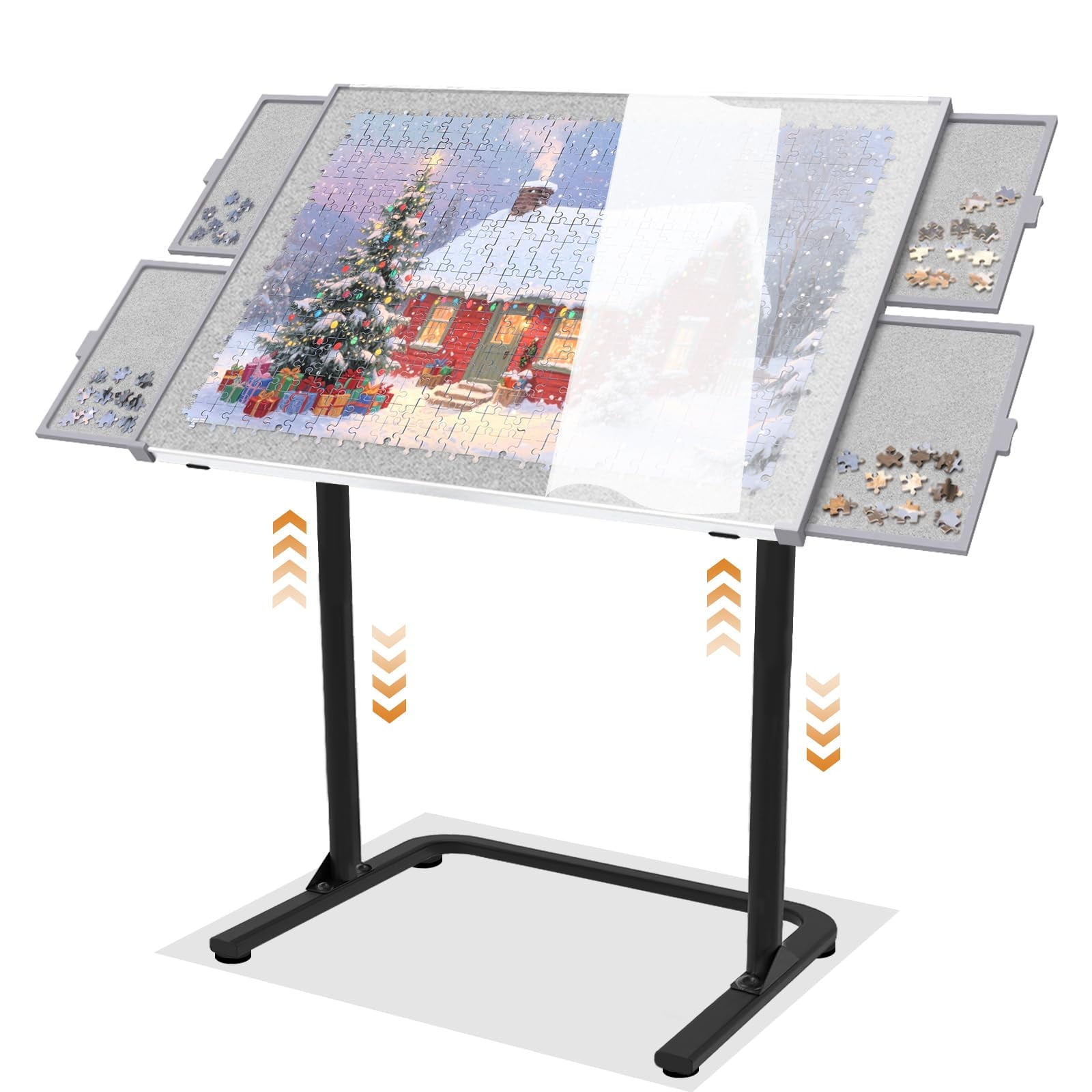Jigsaw Puzzle Table with Drawers, Puzzle Board for Adults with Metal ...