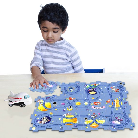 Puzzle Track Car Set | Battery Operated Toy Vehicle | Interchangeable ...