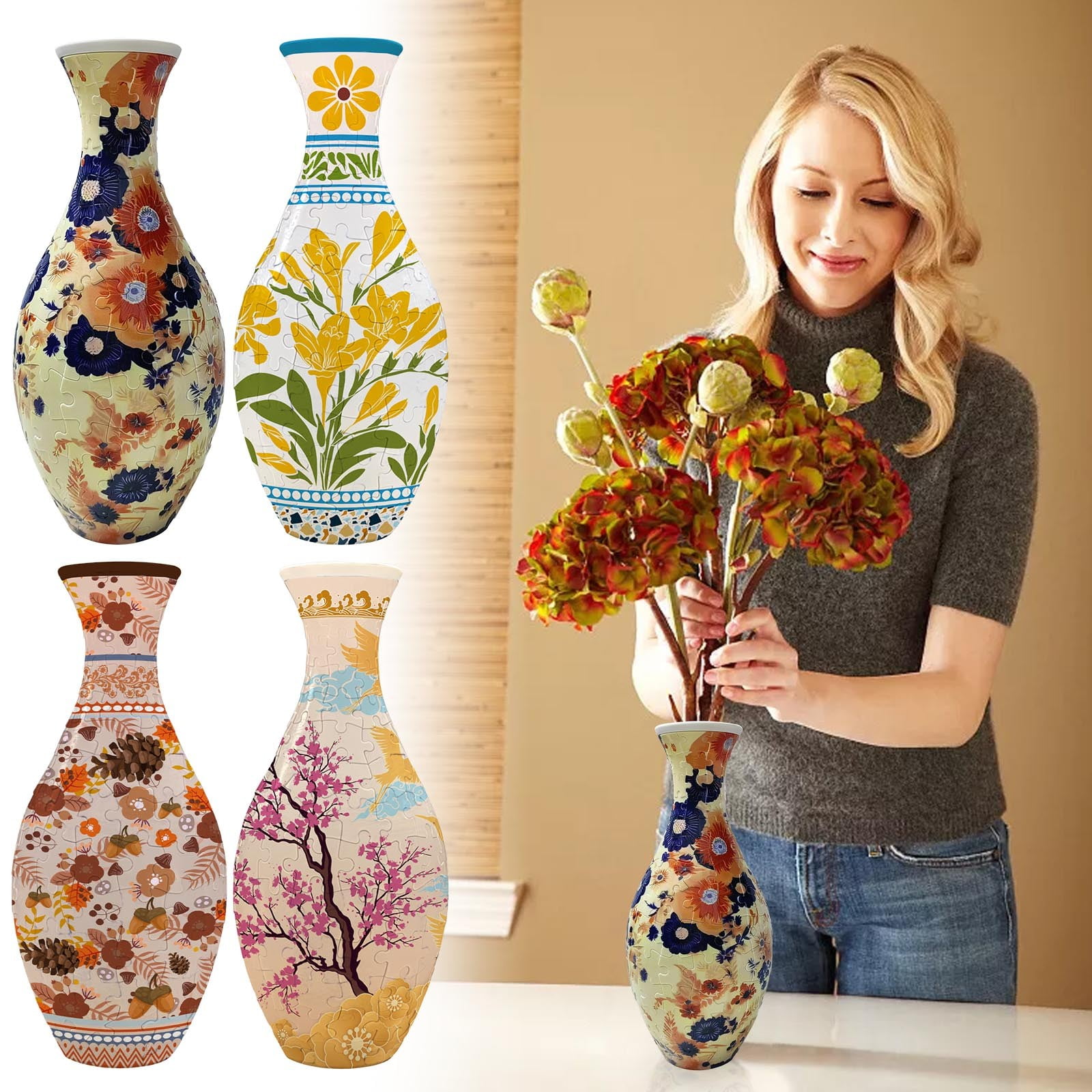 Puzzle Vase for Adults, 3D Vase Puzzle for Adults, 3D Art Puzzle Vase ...
