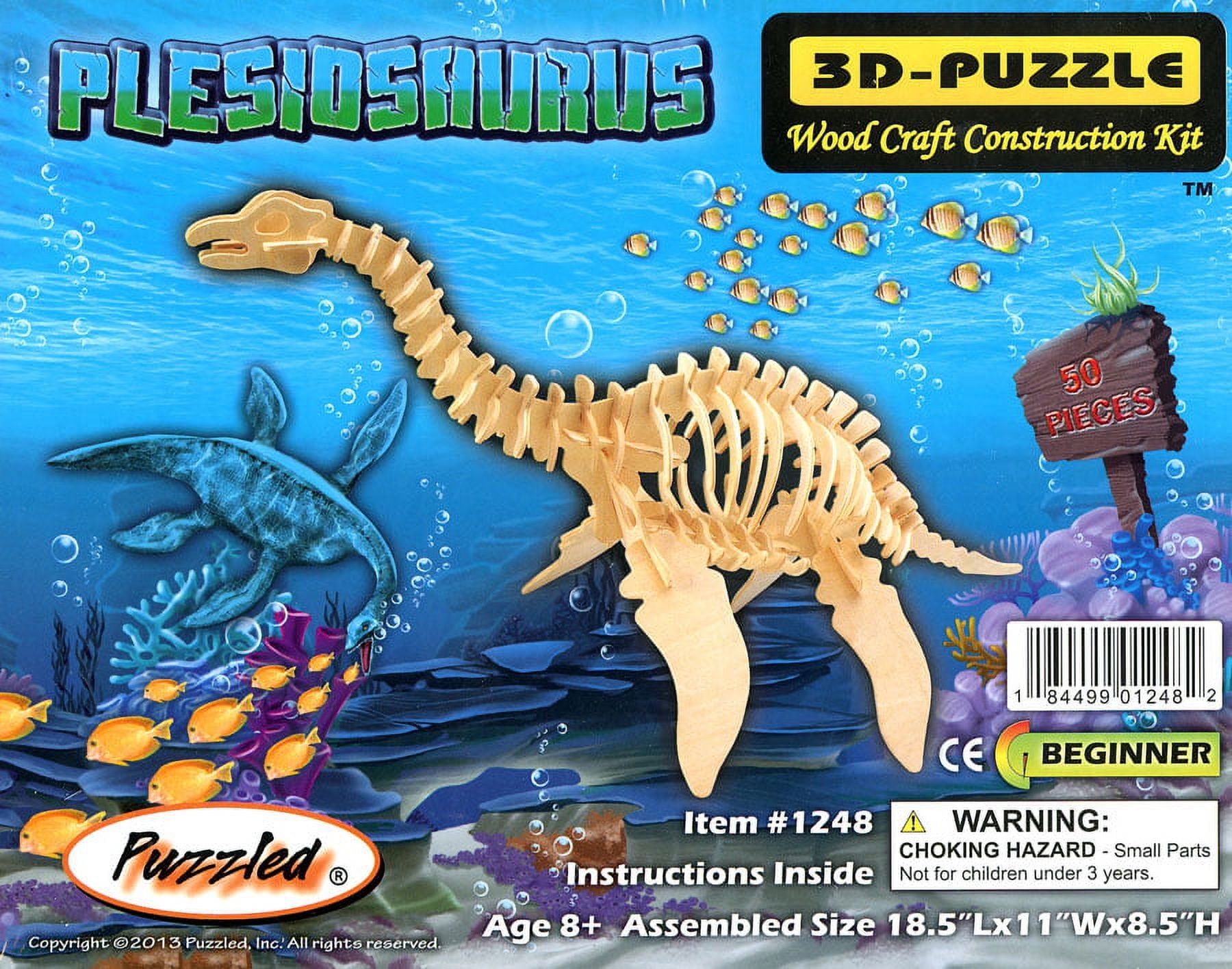 Puzzled 3D Puzzle Plesiosaurus Dinosaur Wood Craft Construction Model ...