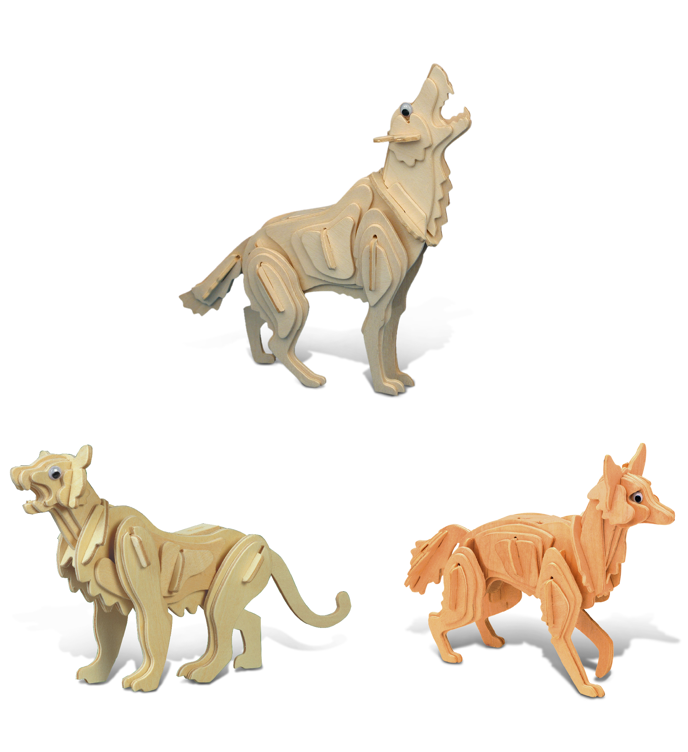 Puzzled Bundle of Mountain Lion, Wolf and Coyote Wooden 3D Puzzle ...