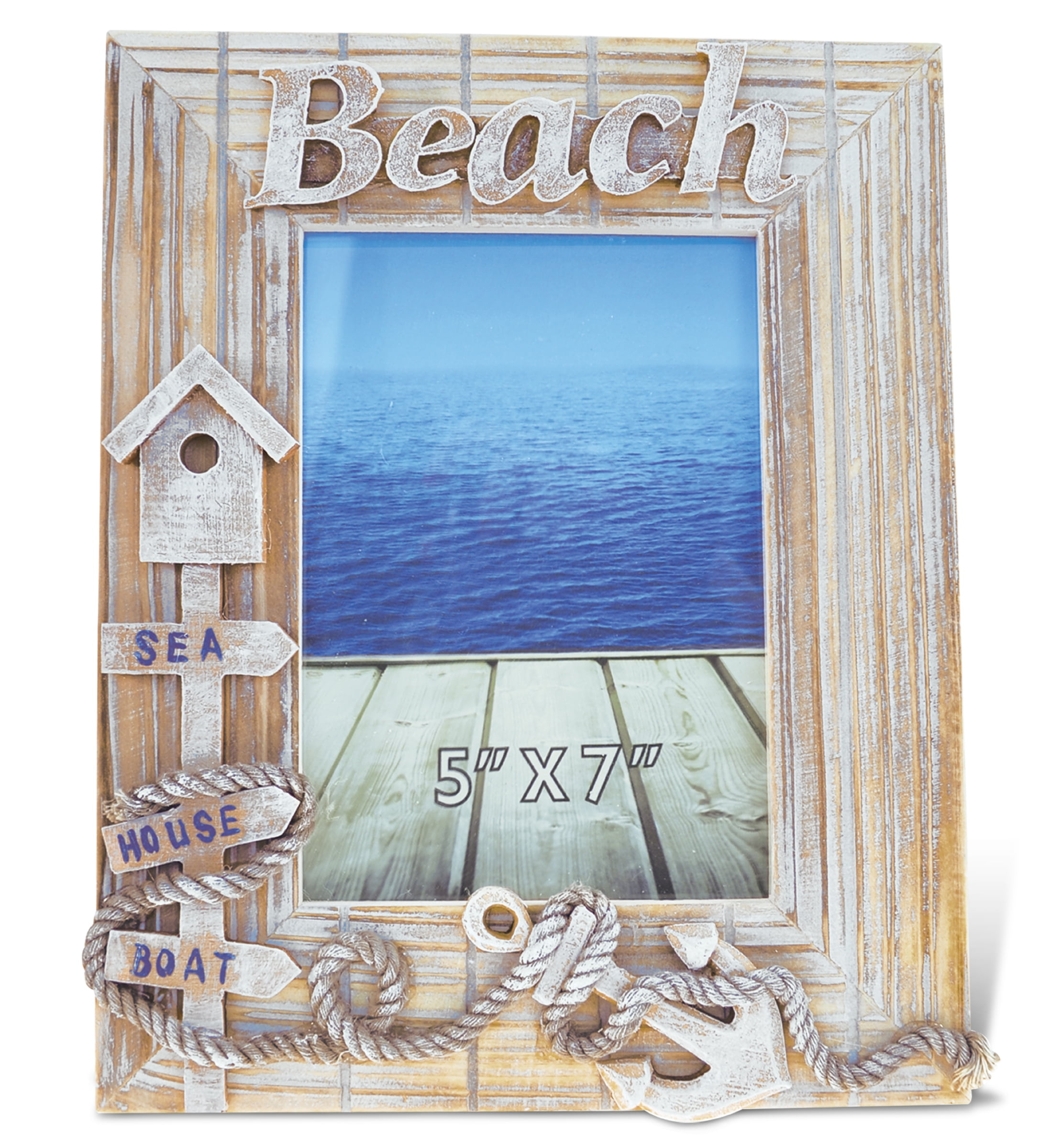 Puzzled CoTa Global Baja Beach 5x7 Frame - White Distressed Wood Beach ...