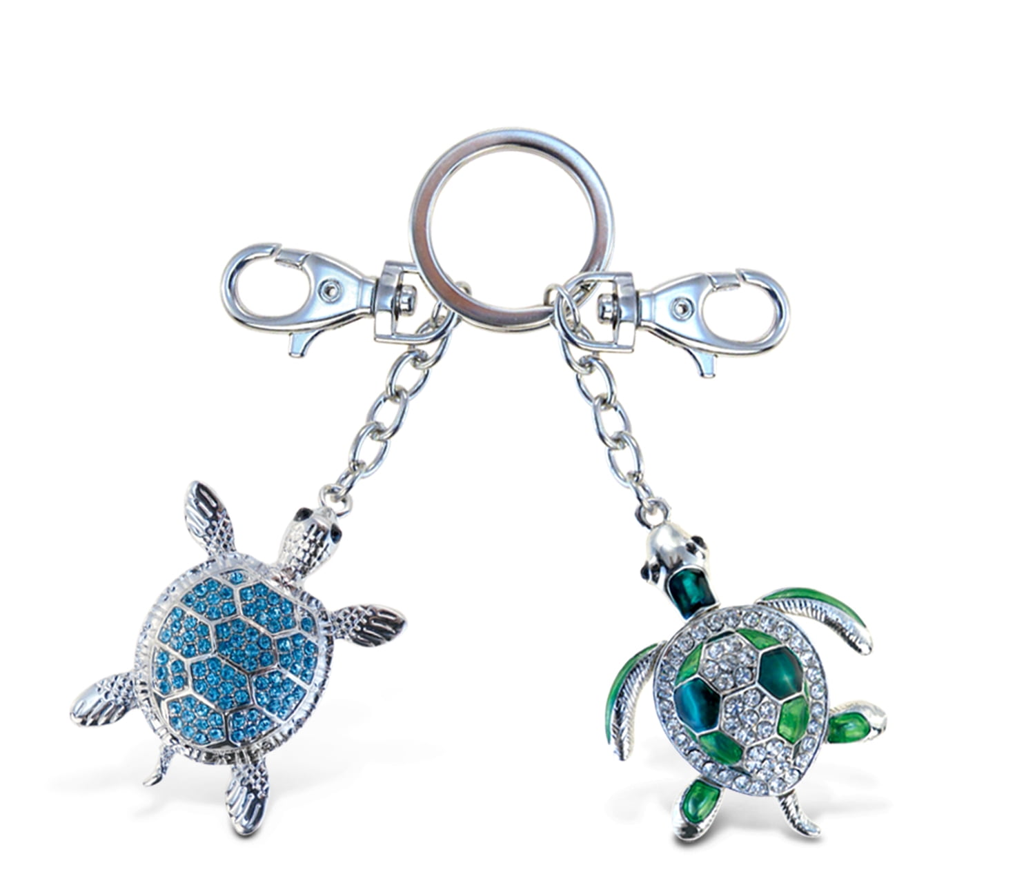 Puzzled Green and Blue Sea Turtle Sparkling Charm Elegant Keychain ...