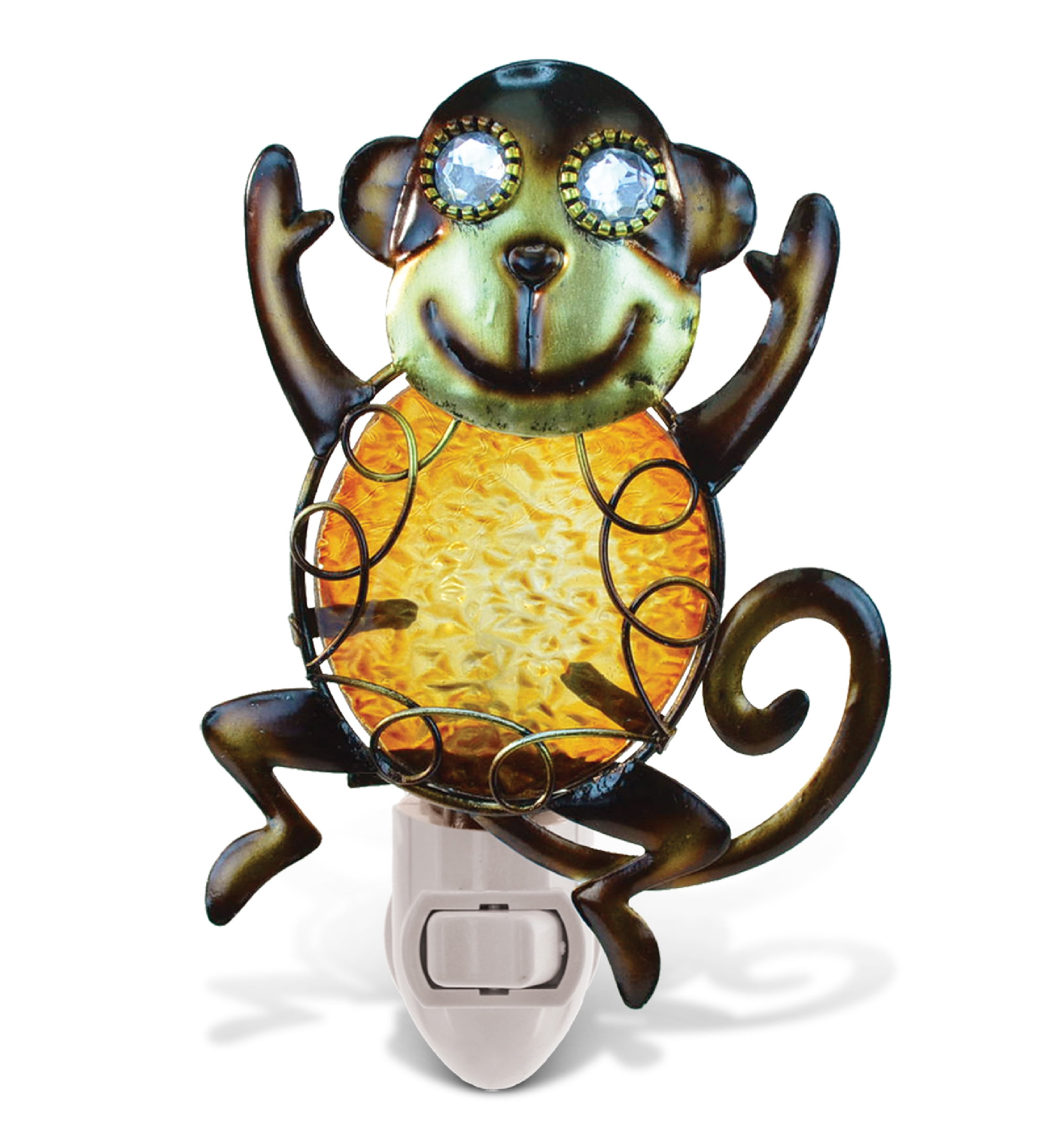 Puzzled Monkey Handcraft Art Glass and Metal Decorative Night Light ...