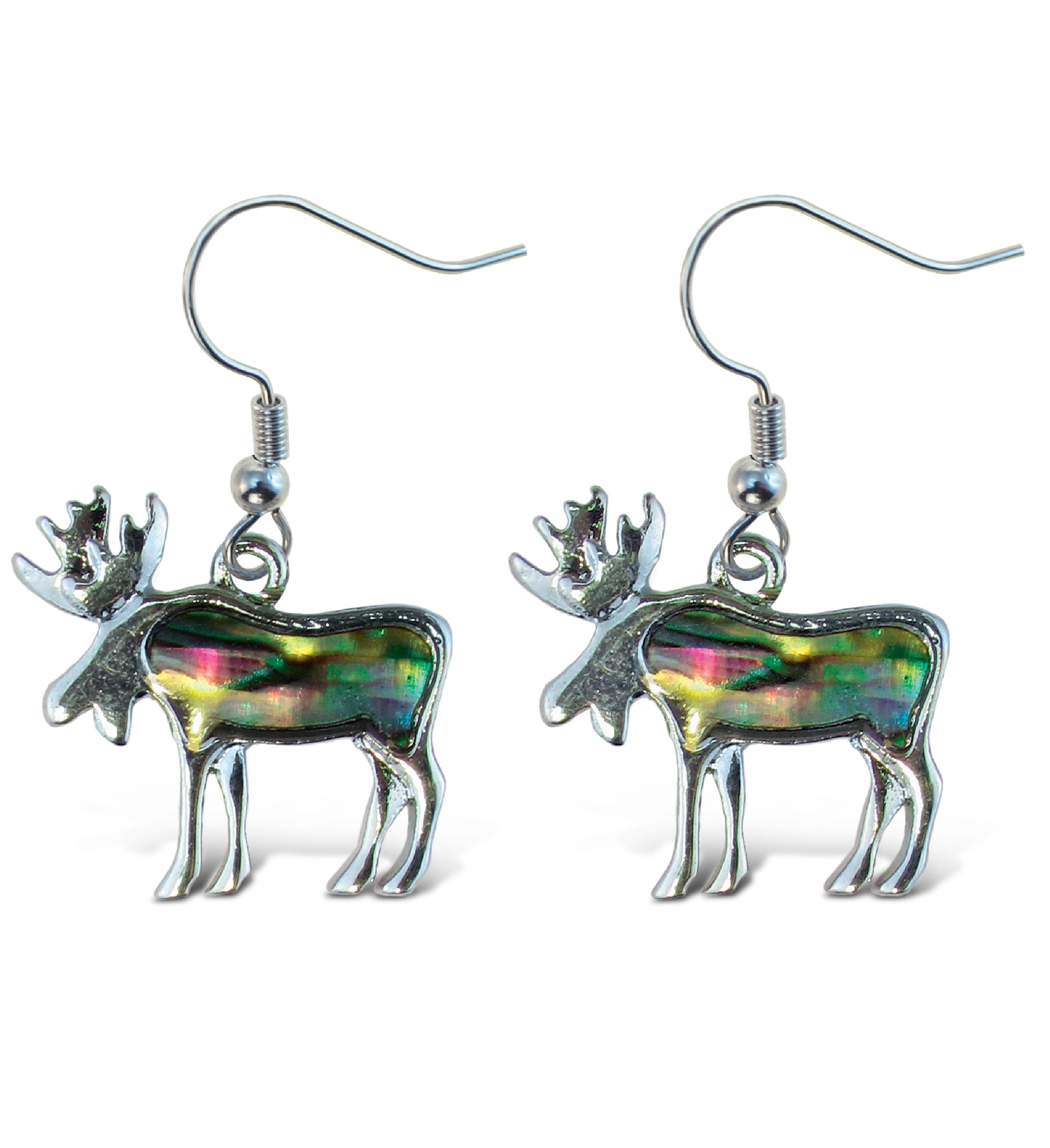 Puzzled Multi-Color Moose Earrings - Cute Wildlife Animal Moose ...