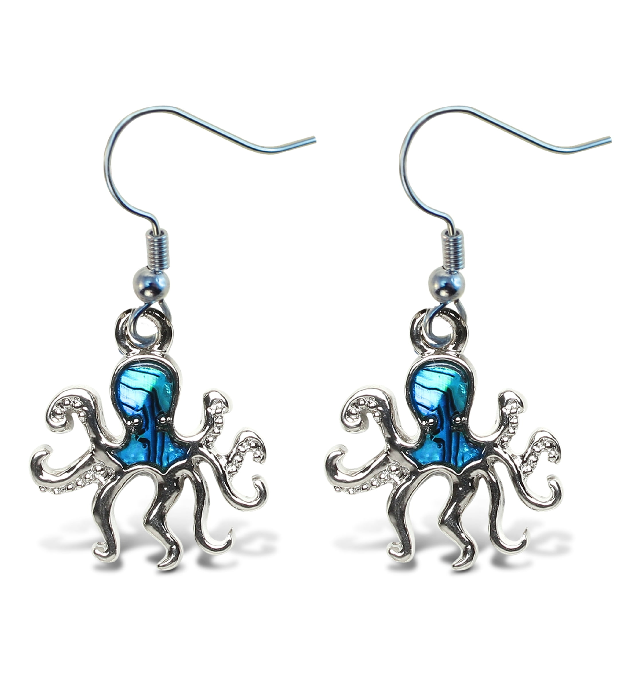 Aqua79 Octopus Earrings - Elegant New Zealand Blue Paua Shell Jewelry ...