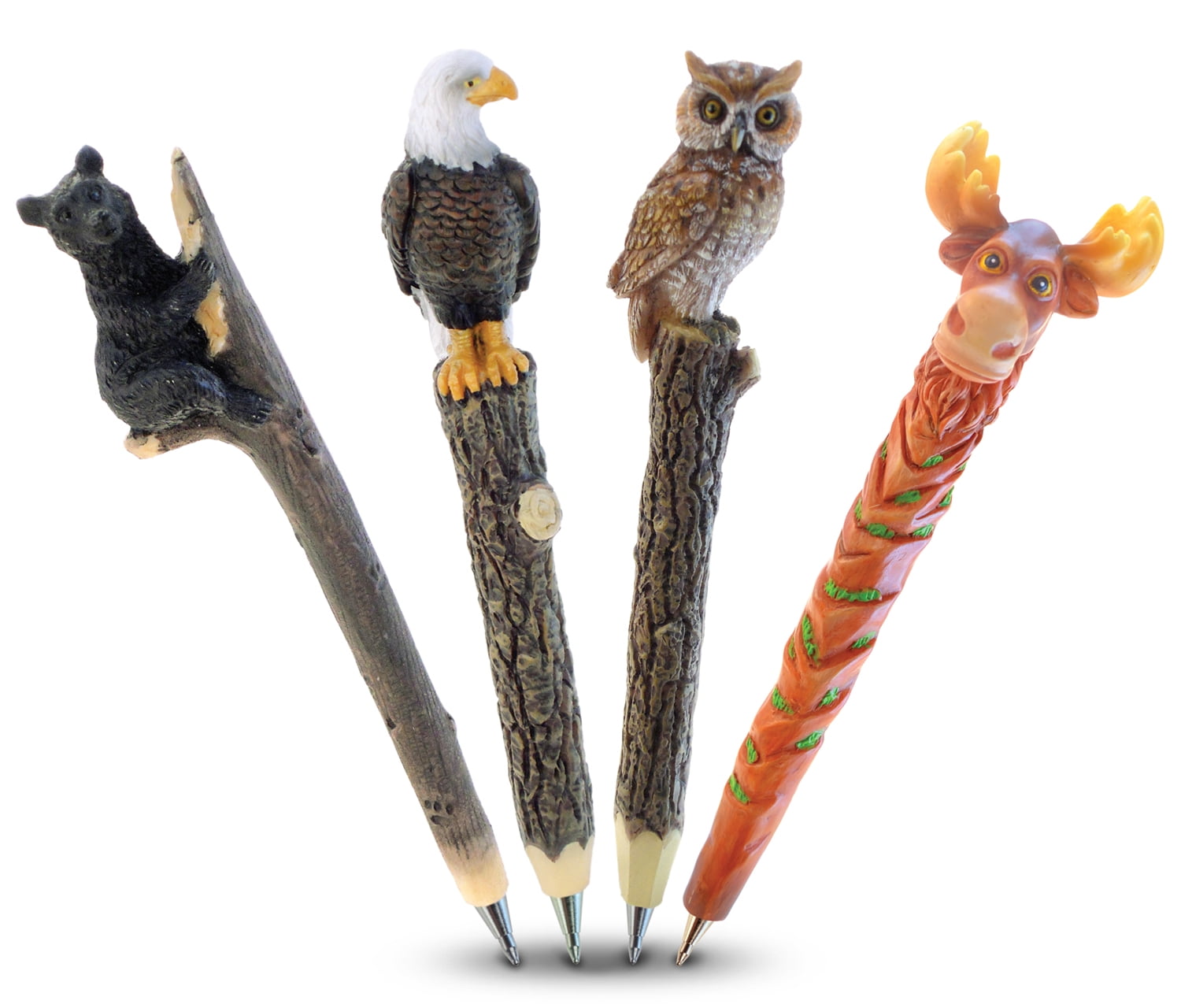 Puzzled Resin Planet Pen collection - Owl, eagle, black bear and moose ...