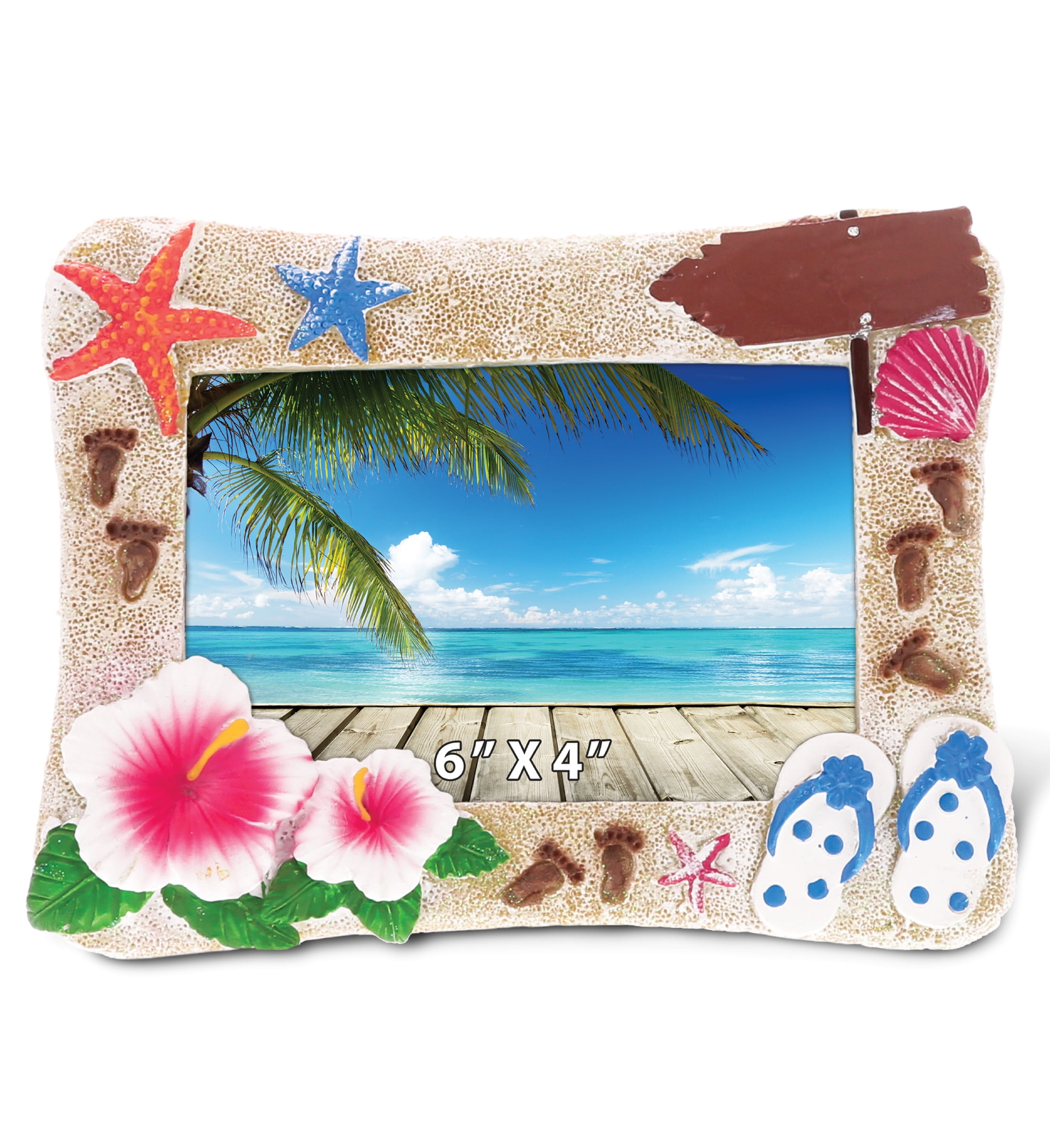 Puzzled Summer Beach Picture Frame - Ocean Picture Frame with Starfish ...