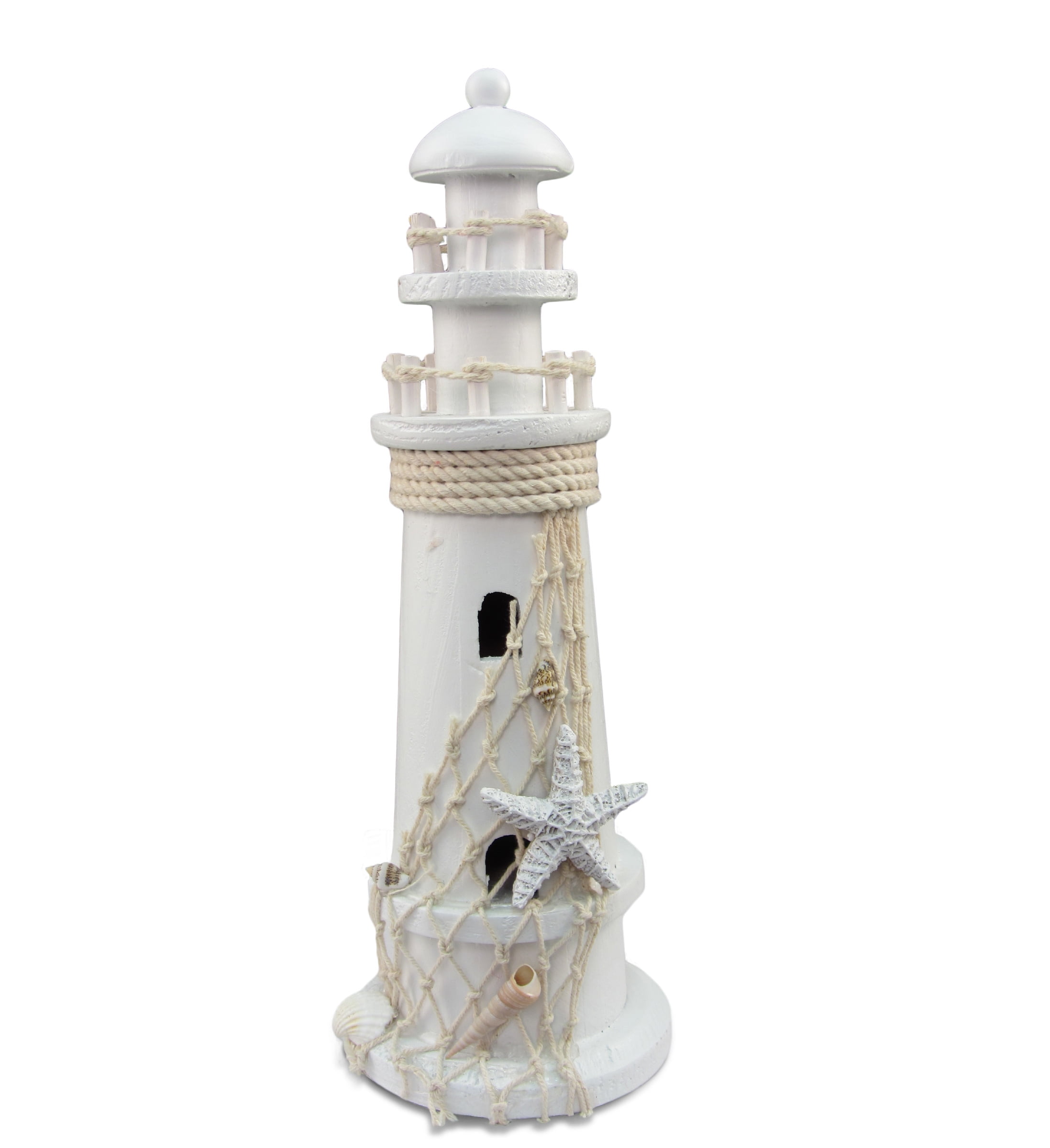 Puzzled White Wooden Lighthouse Decor - Handcrafted Nautical Lighthouse ...