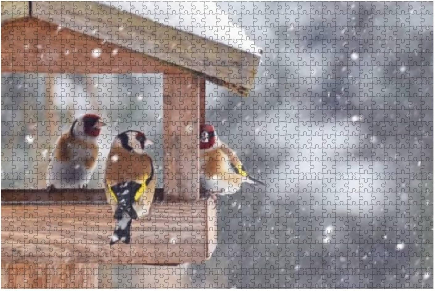 Puzzles 300 Piece Beautiful Winter Scenery With European Finch Birds In ...