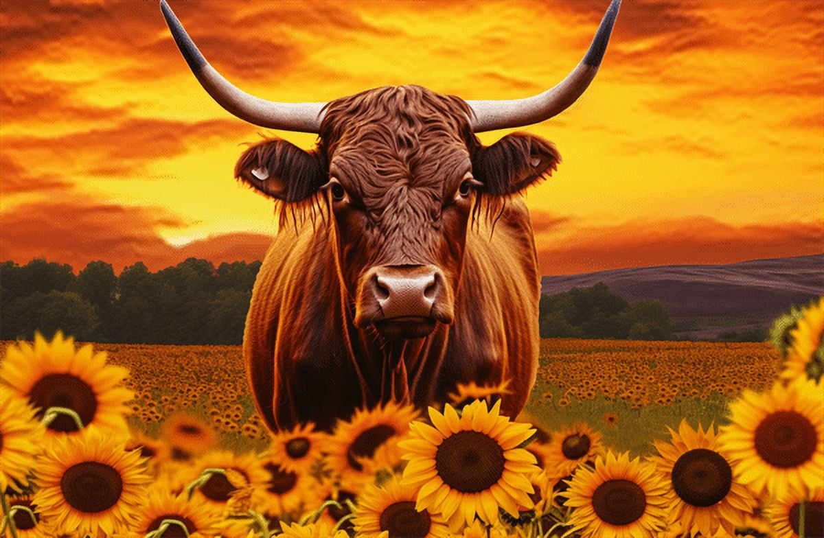 Puzzles 300 pieces for adults High land Cow Sunflower Cattle Farmhouse ...