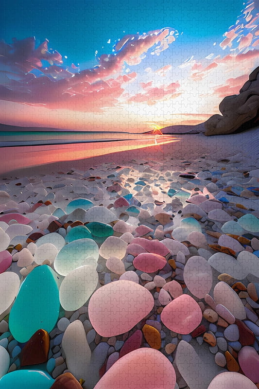 Puzzles 500 Pieces - Colorful Pebbles Seaside Beach Shells Holiday ...