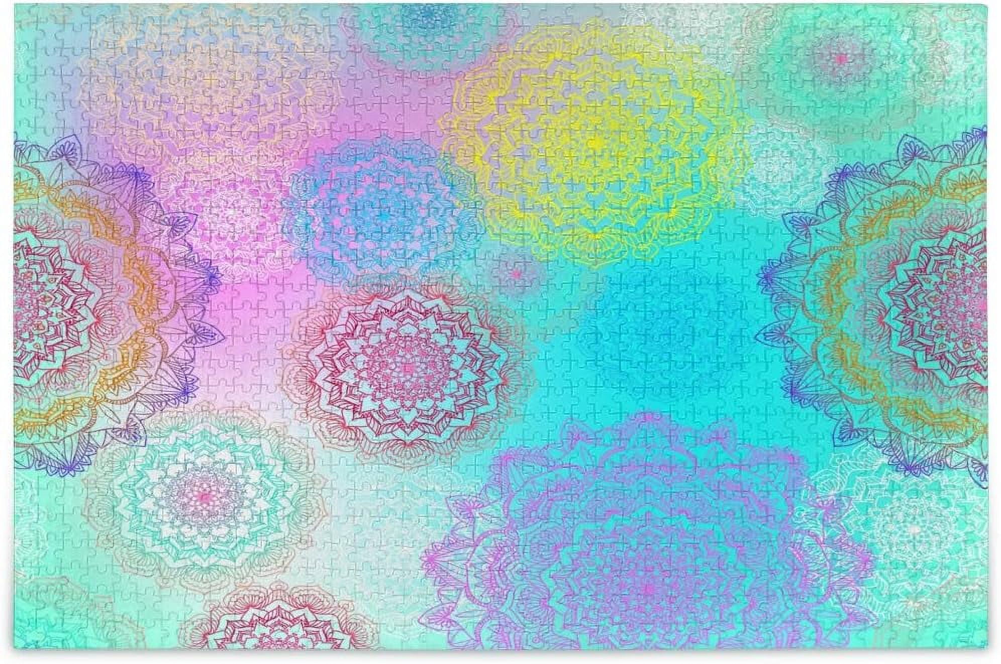 Puzzles for Adults 1000 Piece Beautiful Colorful Rainbow Mandala Flower ...