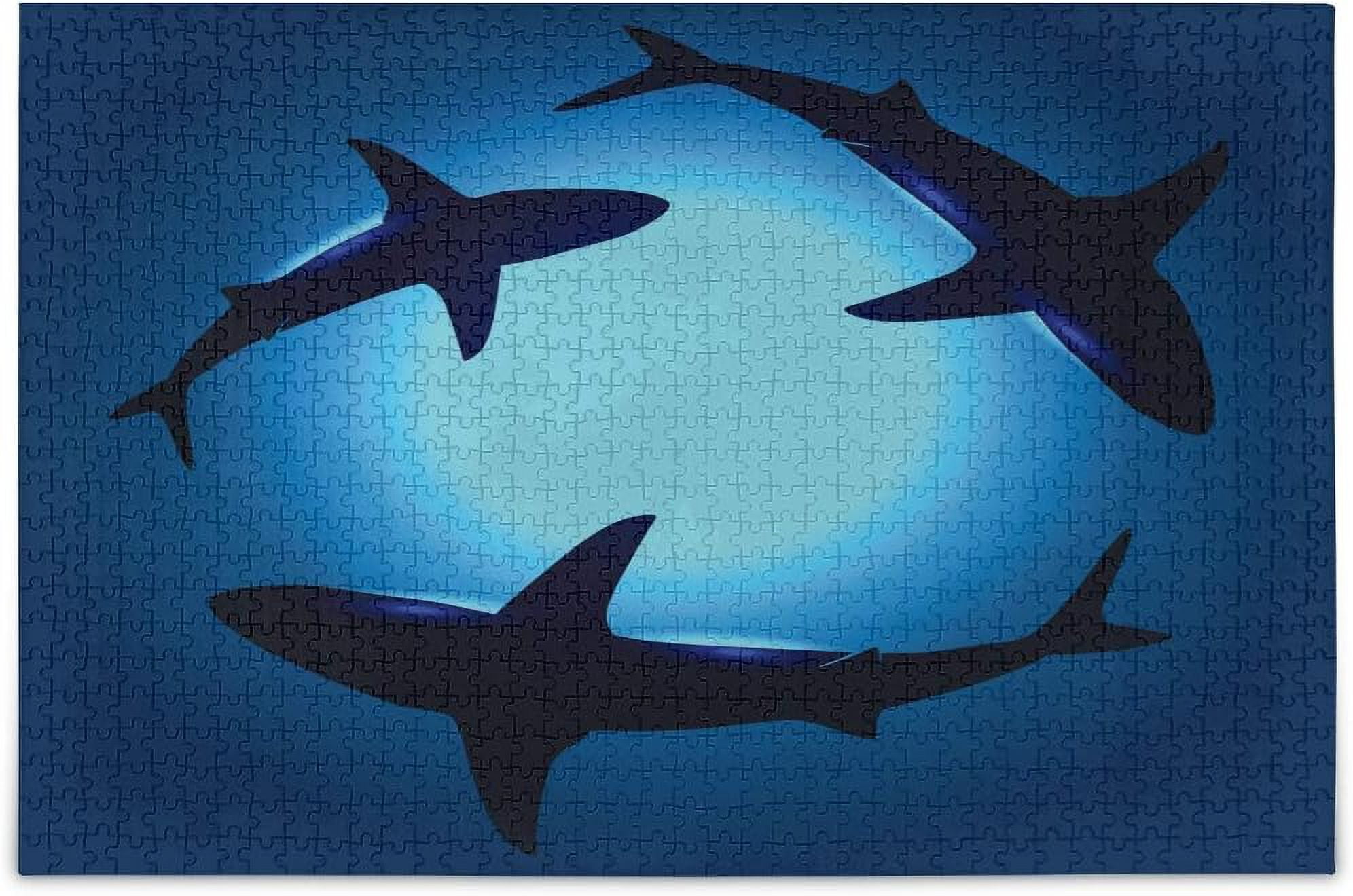 Puzzles for Adults 1000 Piece Blue Ocean Marine Floating Sharks Animal ...
