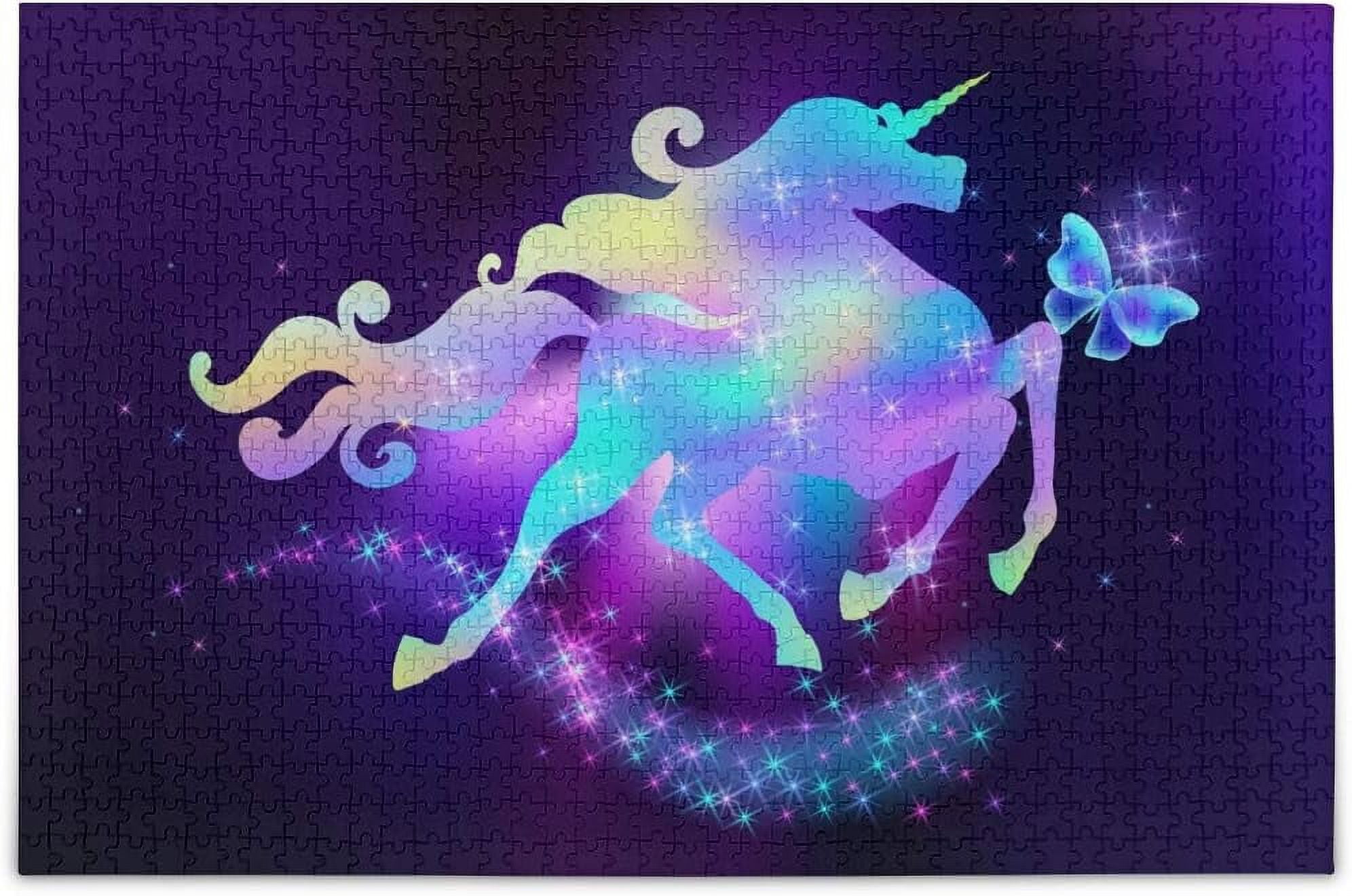 Puzzles for Adults 1000 Piece Galaxy Rainbow Unicorn Horse Butterfly ...