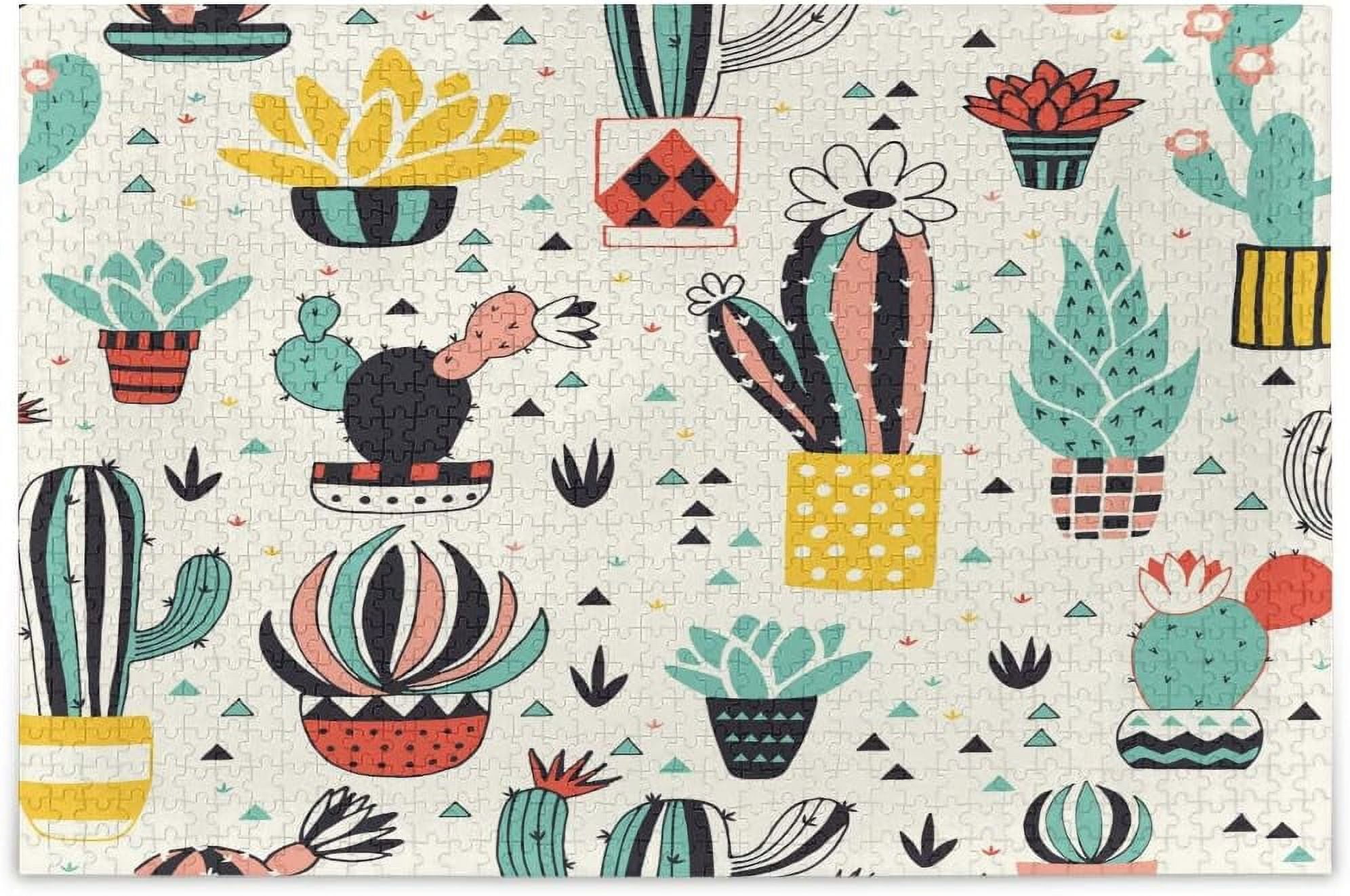 Puzzles for Adults 1000 Piece Lovely Cactus Cacti Flower Geometric ...