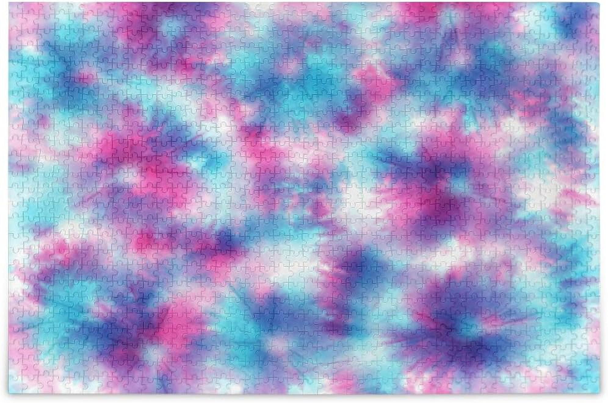 Puzzles for Adults 1000 Piece Modern Watercolor Colorful Tie Dye Jigsaw ...