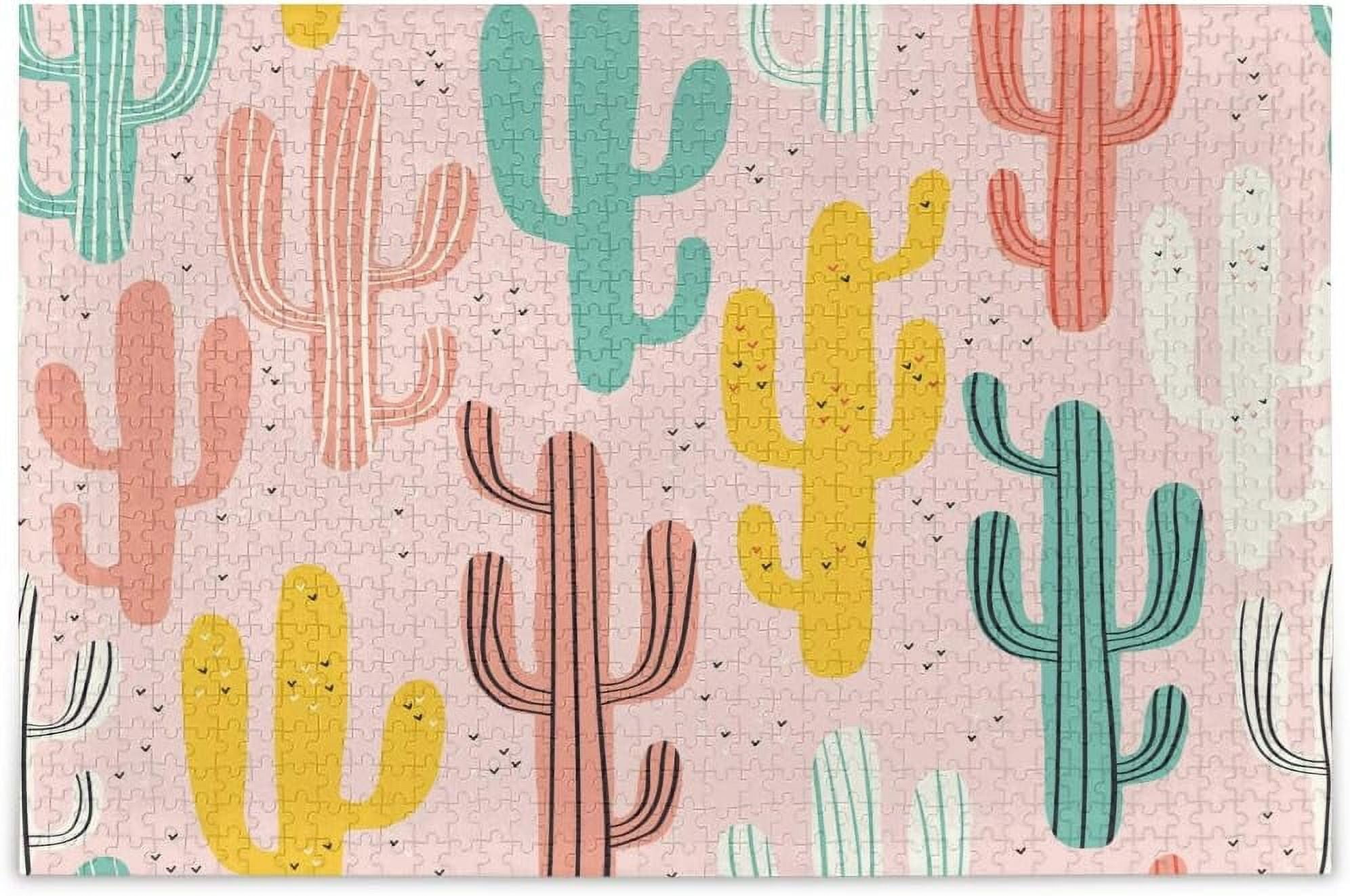 Puzzles for Adults 1000 Piece Multicolored Cacti Pink Lovely Cactus ...