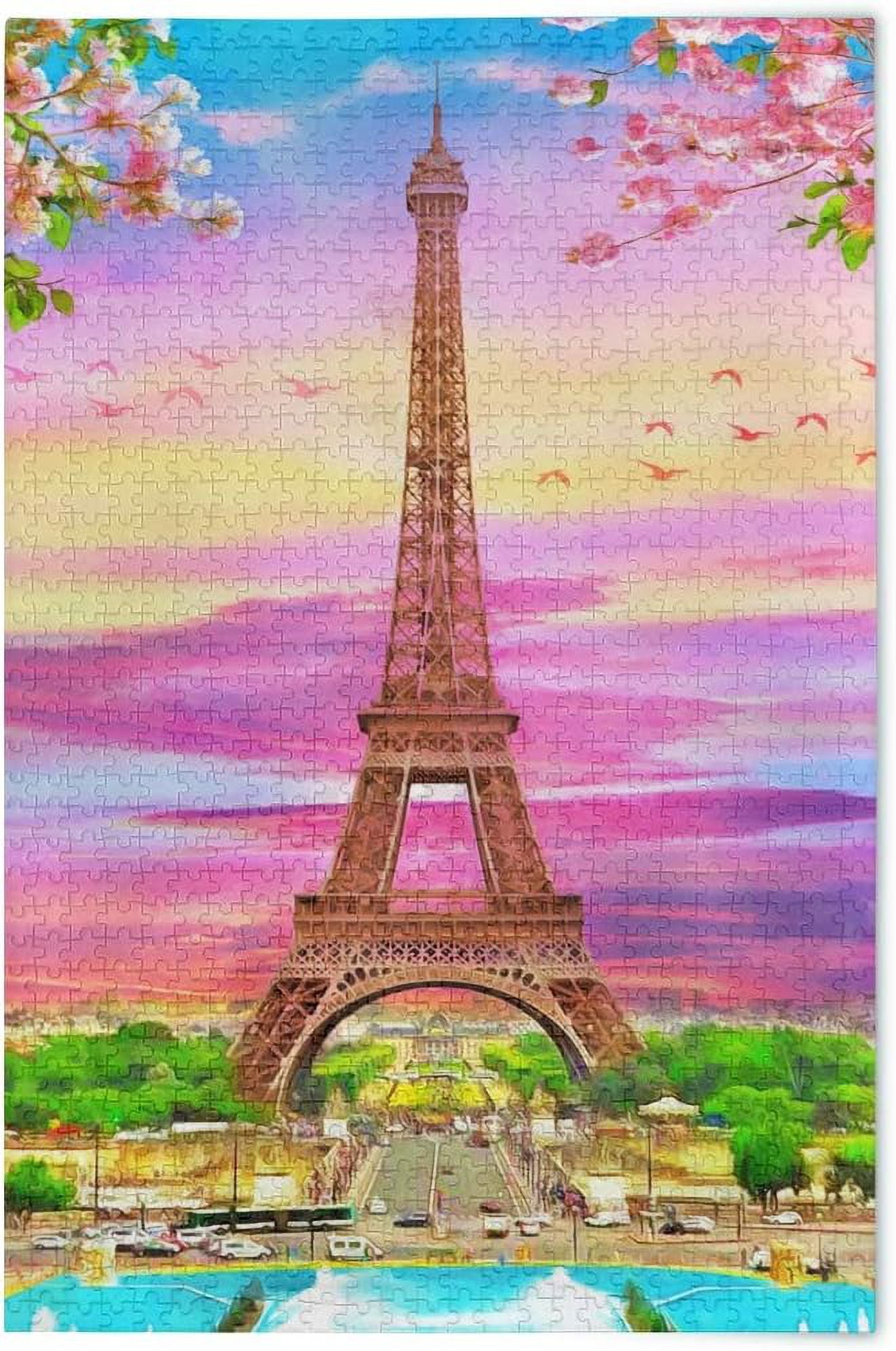 Puzzles for Adults 1000 Piece Oil Painting Paris Eiffel Tower Landscape Jigsaw Puzzles Kids ...