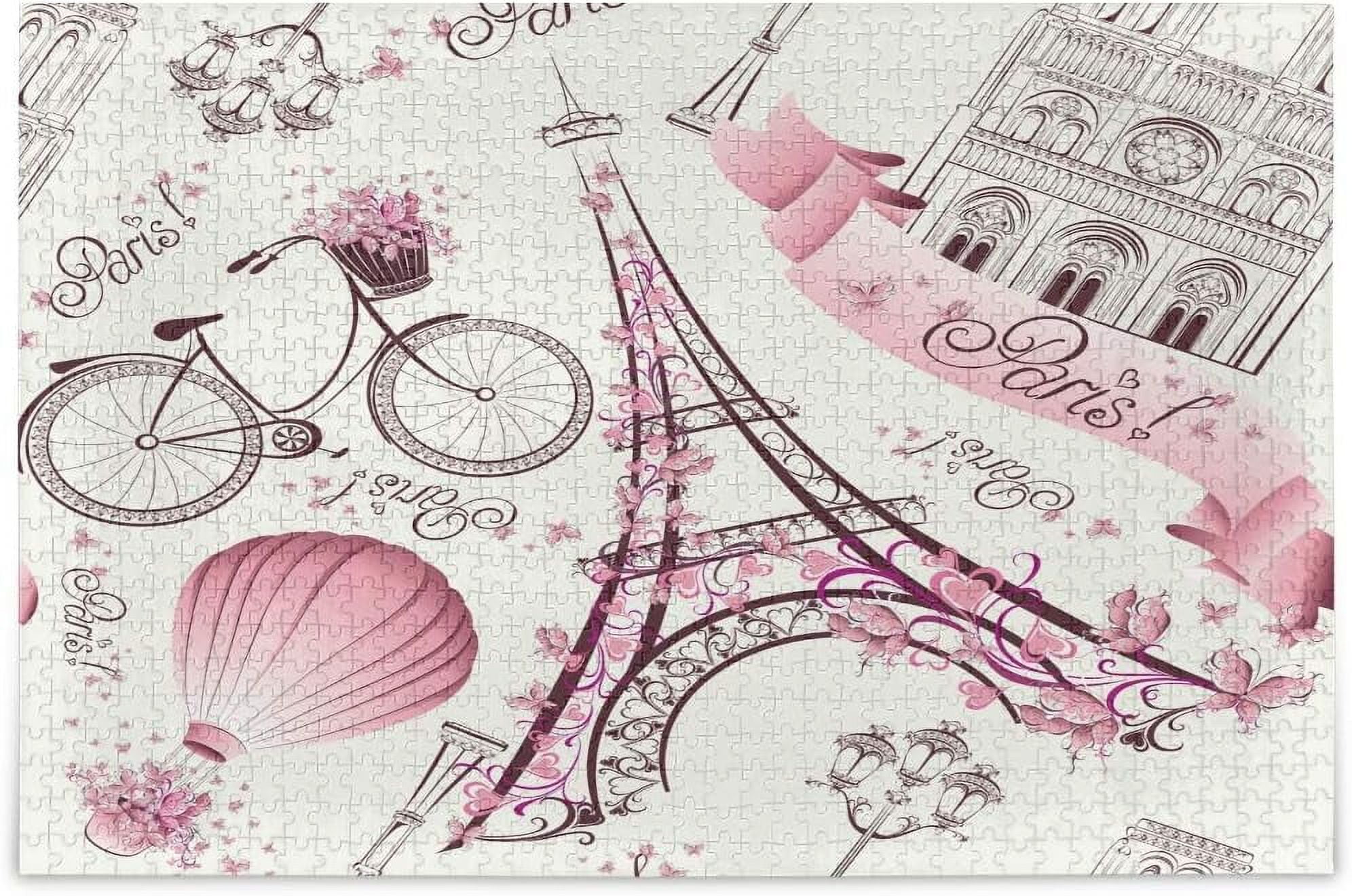 Puzzles for Adults 1000 Piece Romantic Paris Eiffel Tower Flower Jigsaw ...