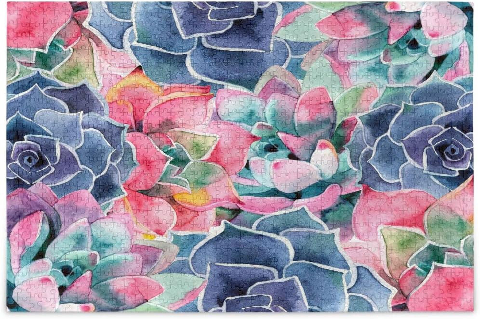 Puzzles for Adults 1000 Piece Watercolor Succulent Cactus Plant Jigsaw ...