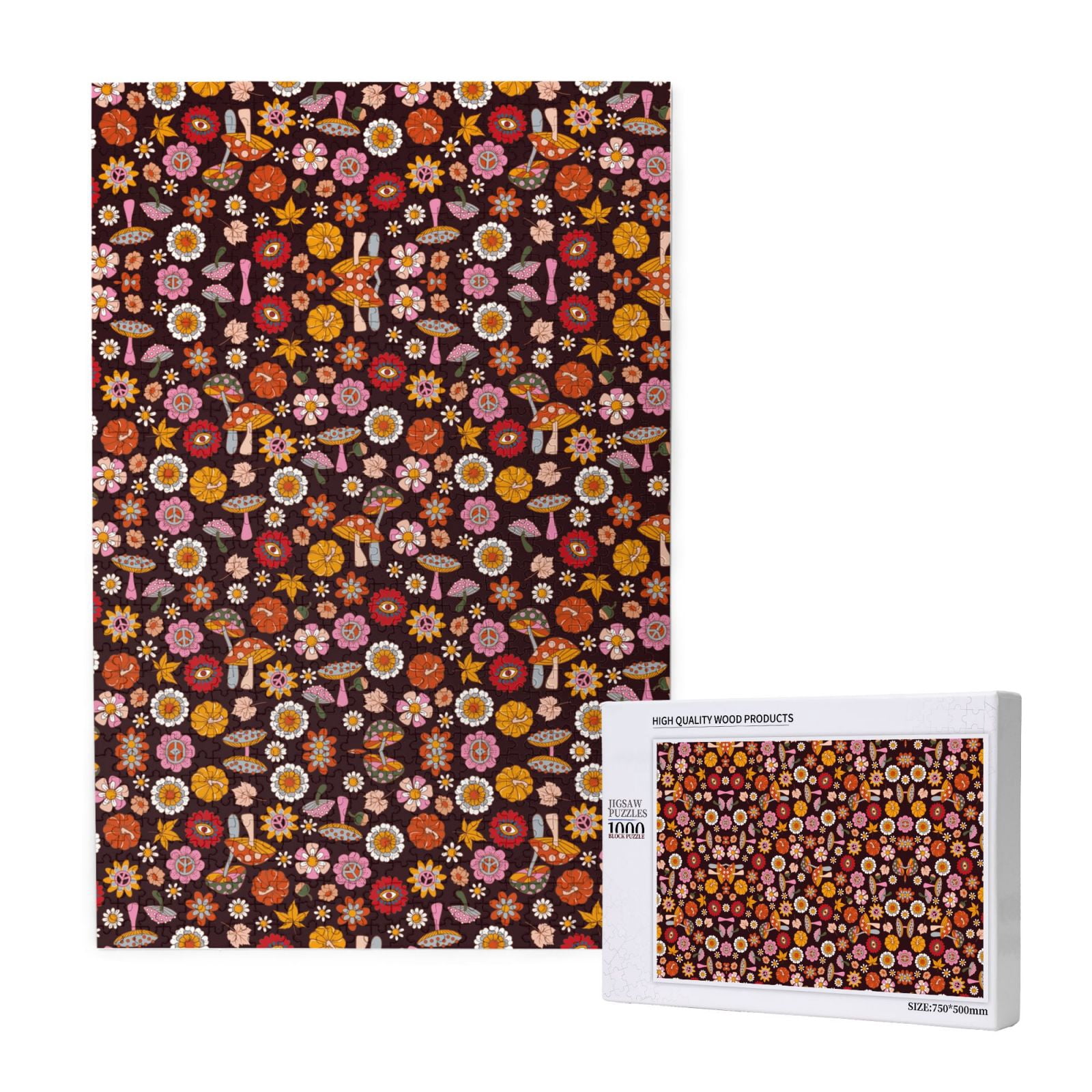 Puzzles for Adults 1000 Pieces, 70s Groovy Hippie Retro Challenging ...