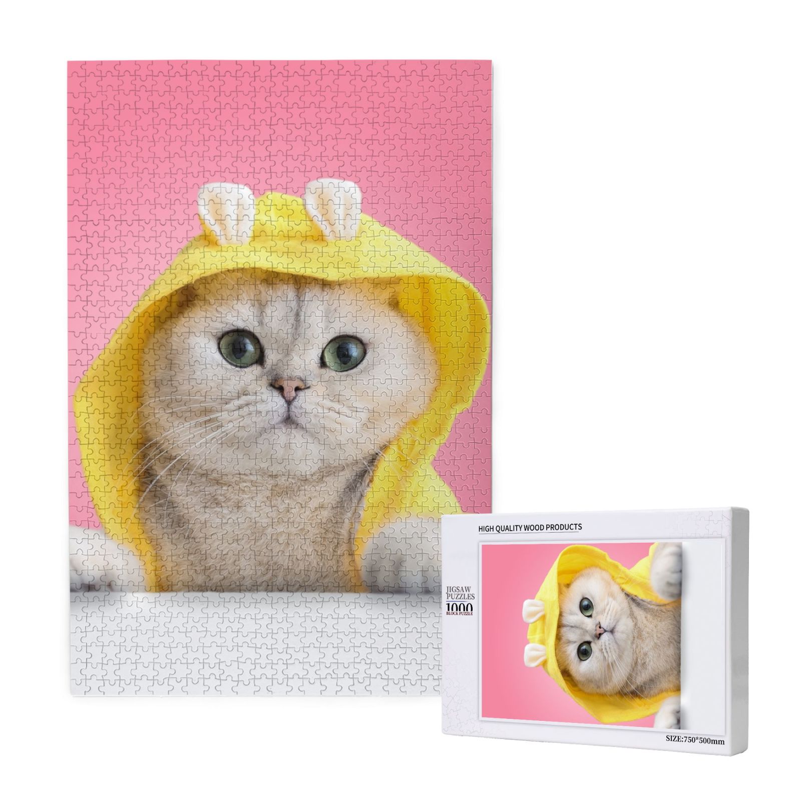 Puzzles for Adults 1000 Pieces - A Funny Cat 20x30 In Wood Brain ...