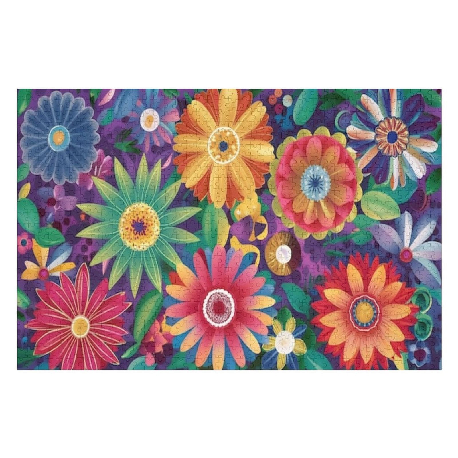 Puzzles for Adults 1000 Pieces - Abstract Colorful Flowers Painting ...