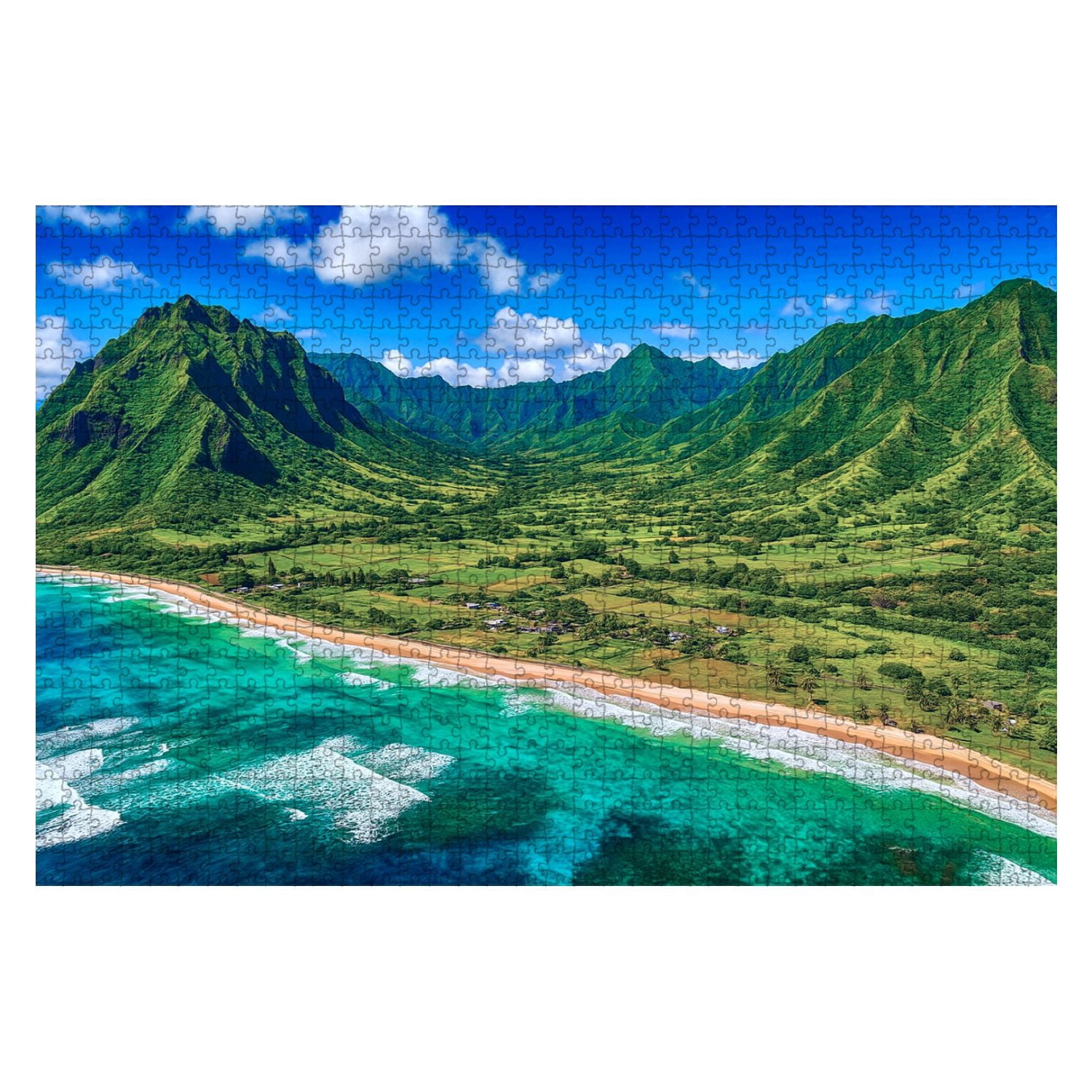 Puzzles For Adults 1000 Pieces Aerial View Kualoa area Oahu Wooden ...