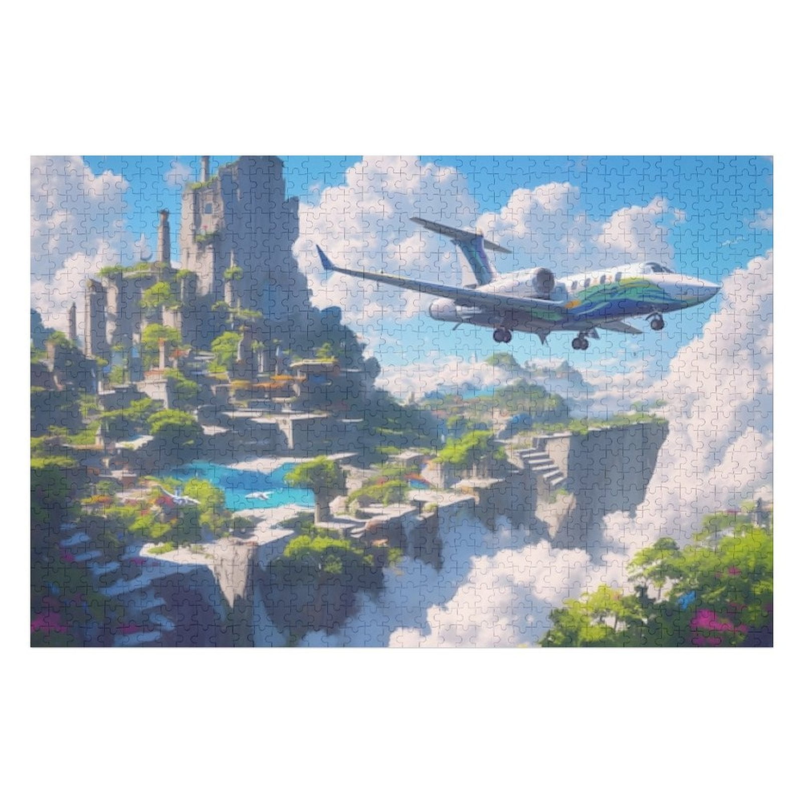 Puzzles for Adults 1000 Pieces - Airplane Flying Through Fantasy World ...