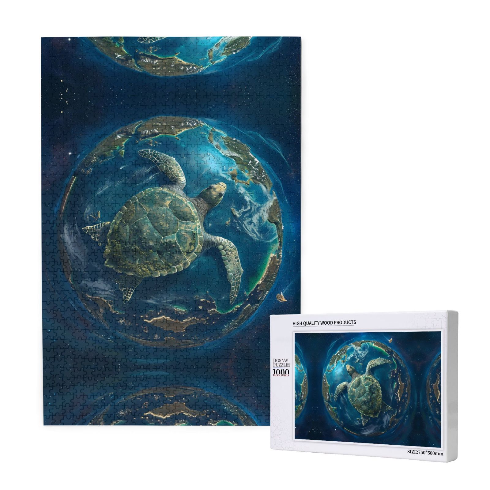 Puzzles for Adults 1000 Pieces - Artistic Turtle Earth 20x30 In Wood ...