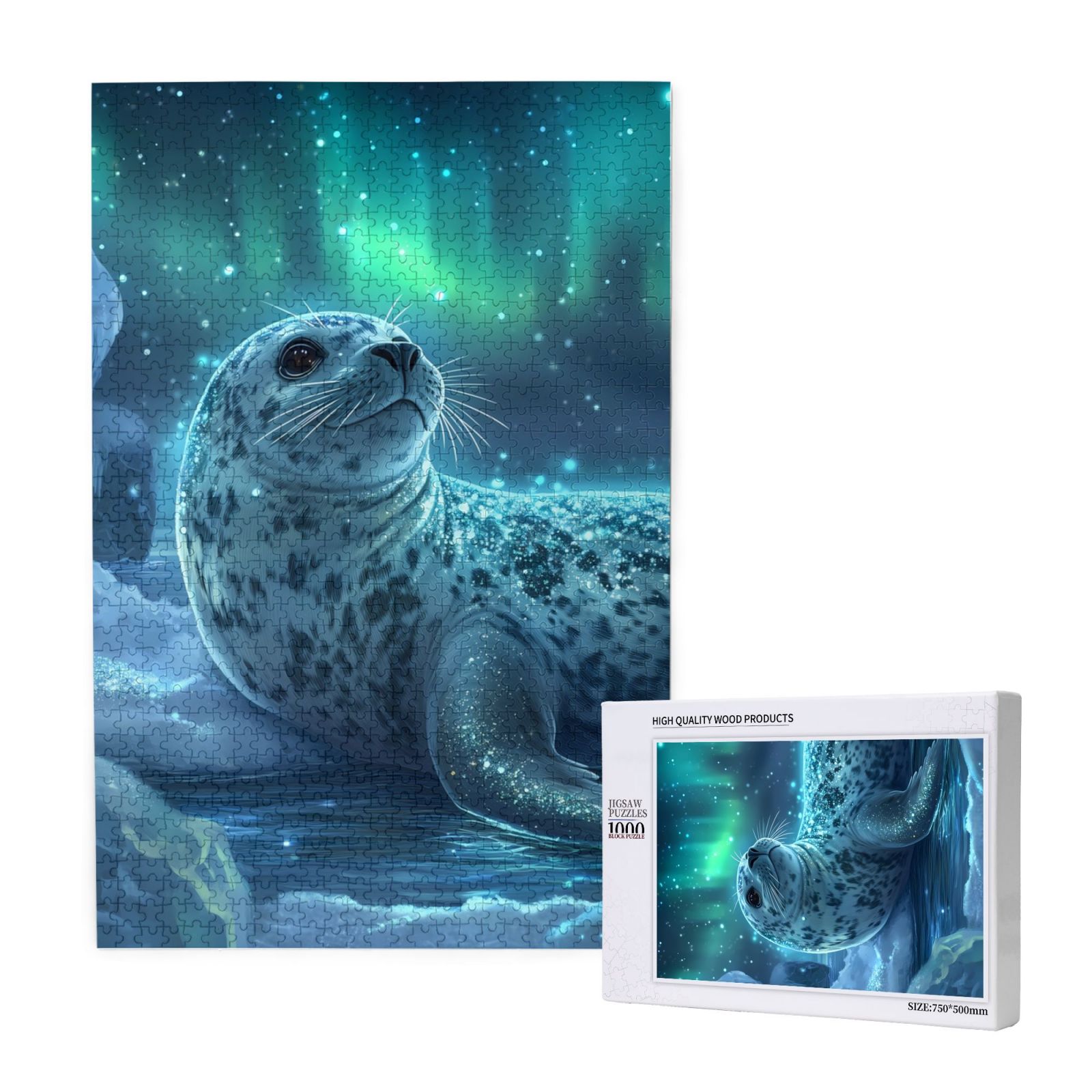 Puzzles for Adults 1000 Pieces - Aurora Iceberg Seal 19.7" x 29.5 ...