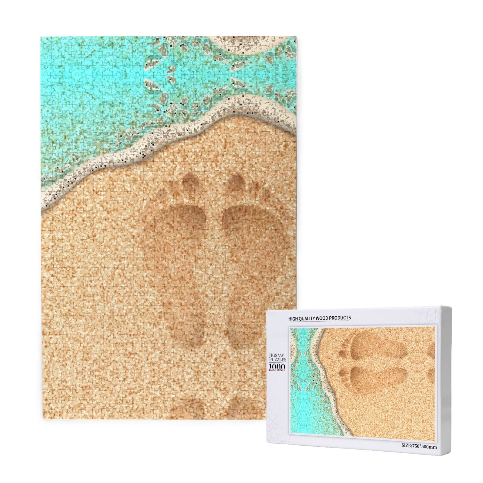Puzzles for Adults 1000 Pieces, Beach Footprint Challenging Jigsaw ...