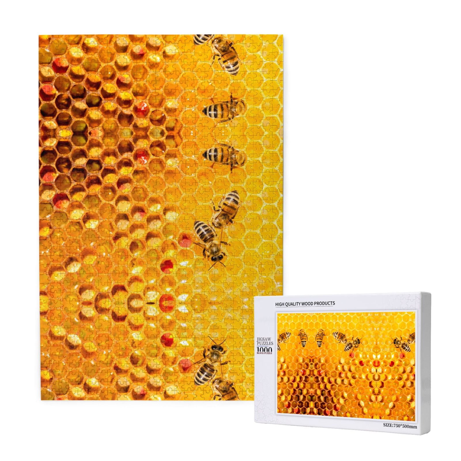 Puzzles for Adults 1000 Pieces - Bees on Hive Honeycomb 20x30 In Wood ...