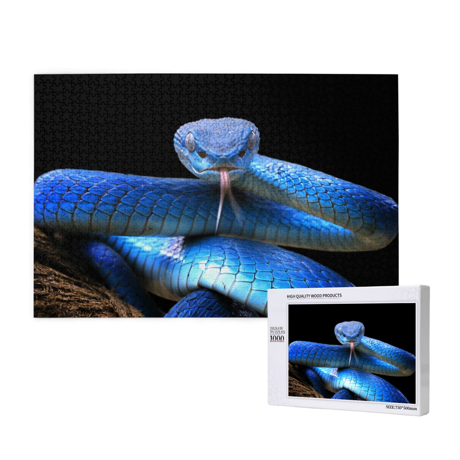 Puzzles for Adults 1000 Pieces, Blue Viper Snake Challenging Jigsaw ...