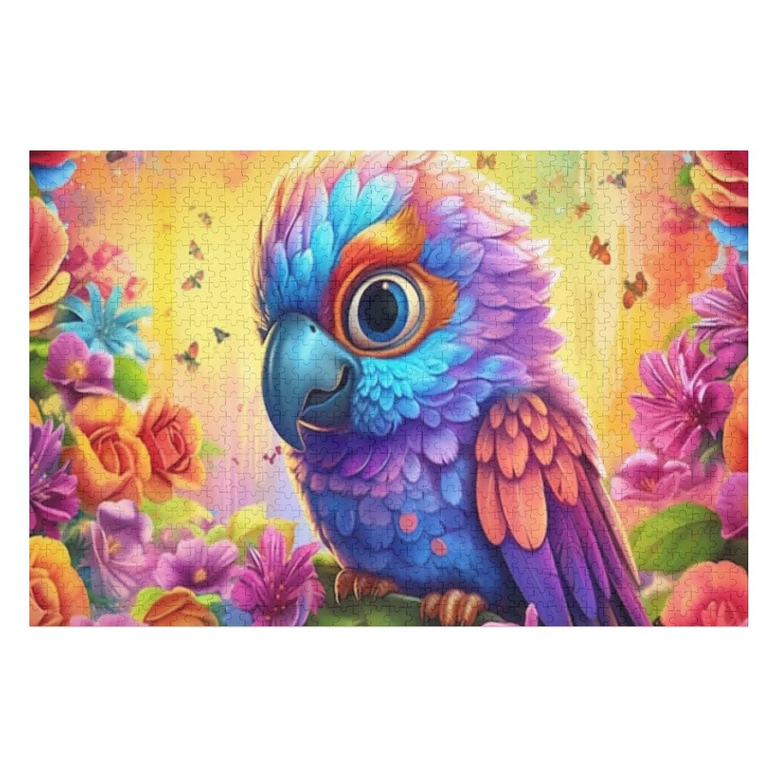 Puzzles for Adults 1000 Pieces - Brightly Colored Parrot Sitting Branch ...