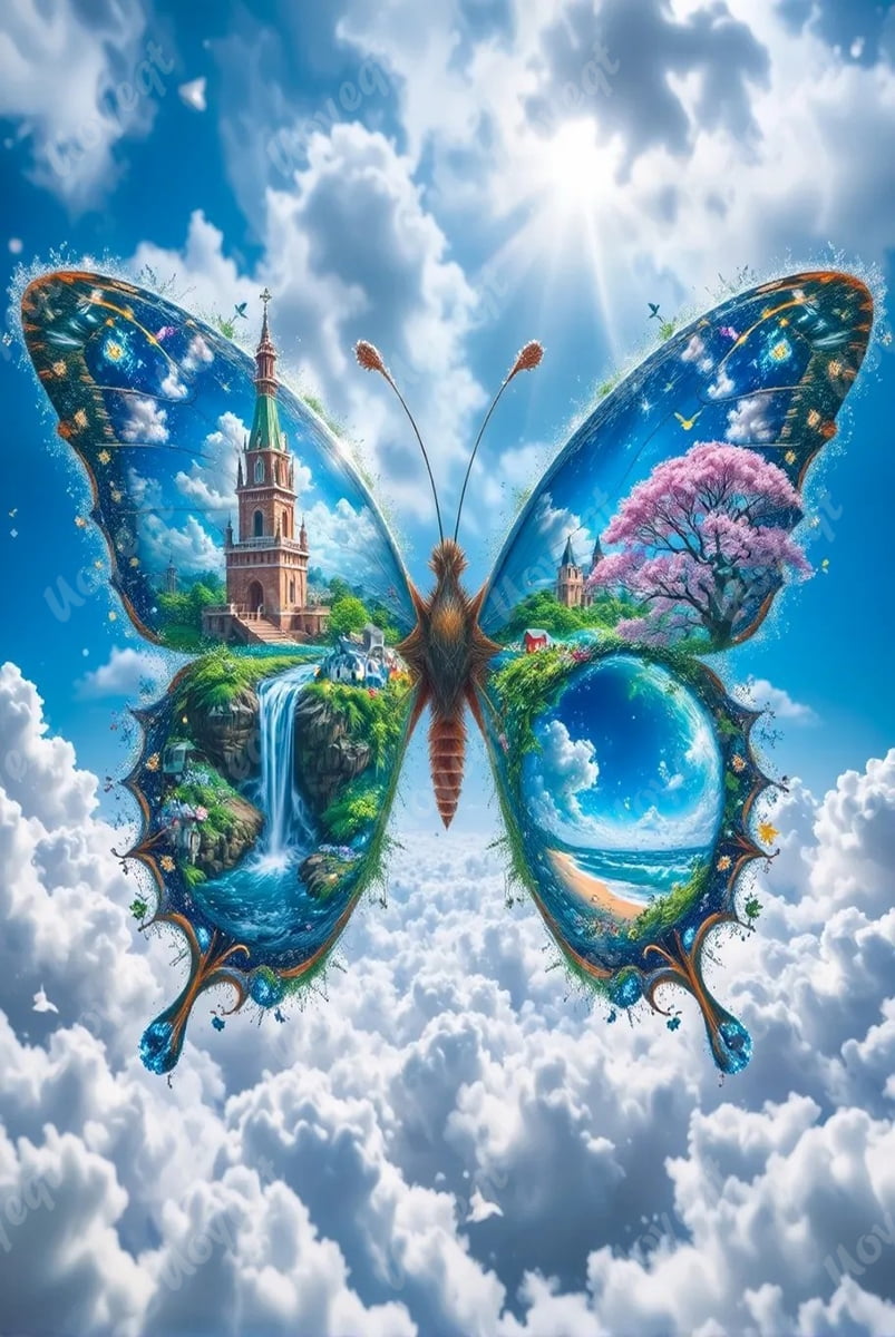 Puzzles for Adults 1000 Pieces Butterfly With Scenes Wooden Jigsaw ...