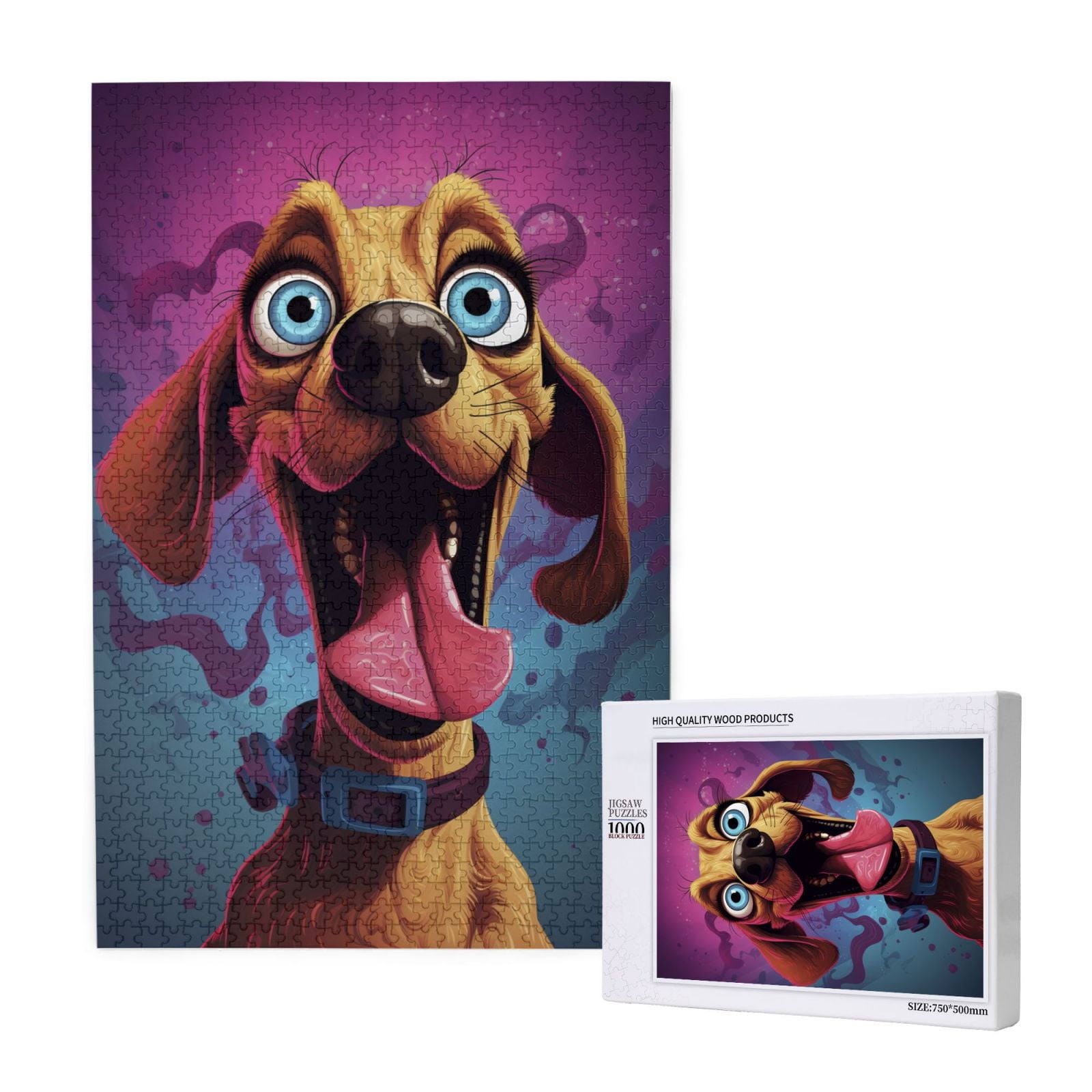 Puzzles for Adults 1000 Pieces - Cartoon Big-Eyed Dog 20x30 In Wood ...